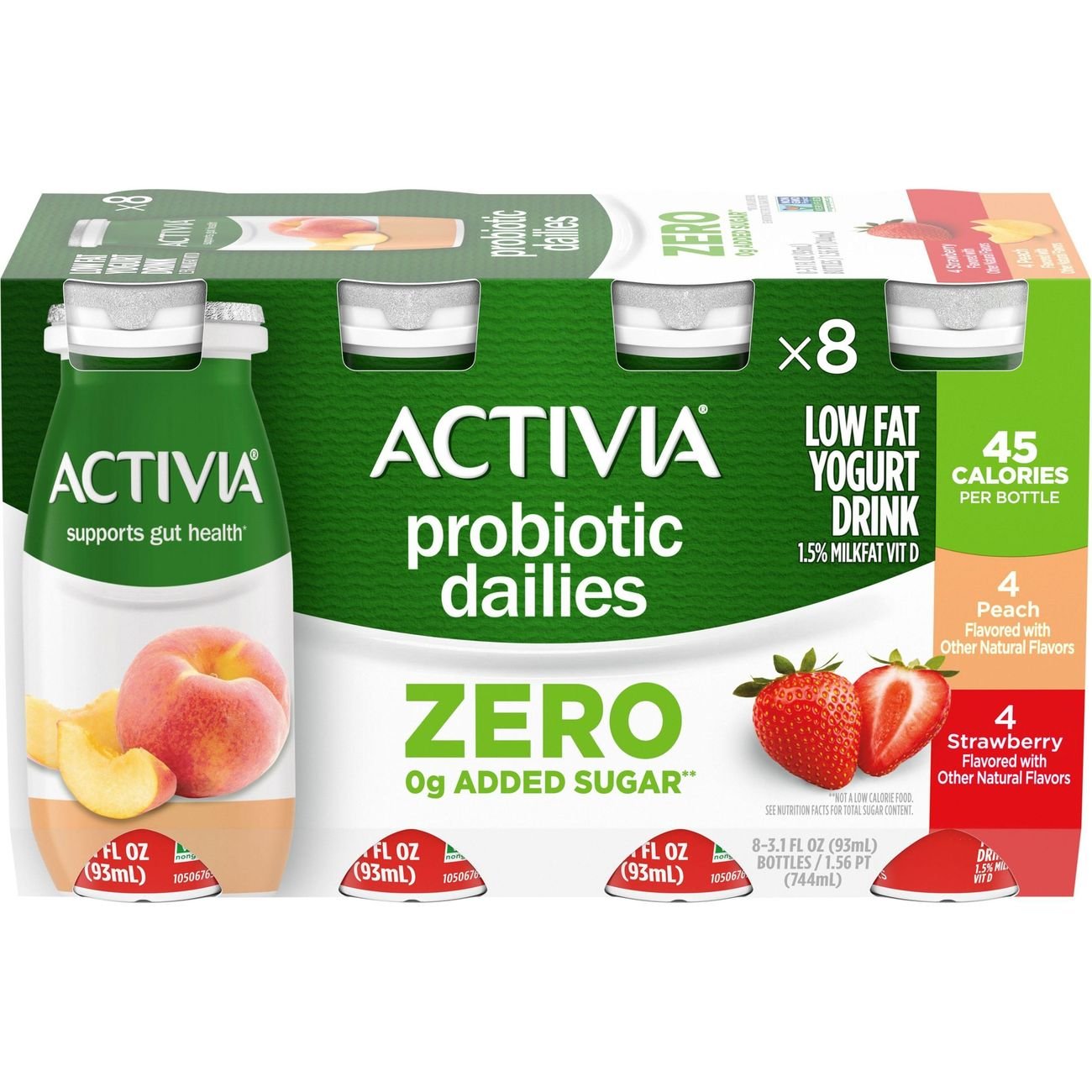 Activia Probiotic Dailies Low Fat Yogurt Drink - Peach & Strawberry, 8 ...