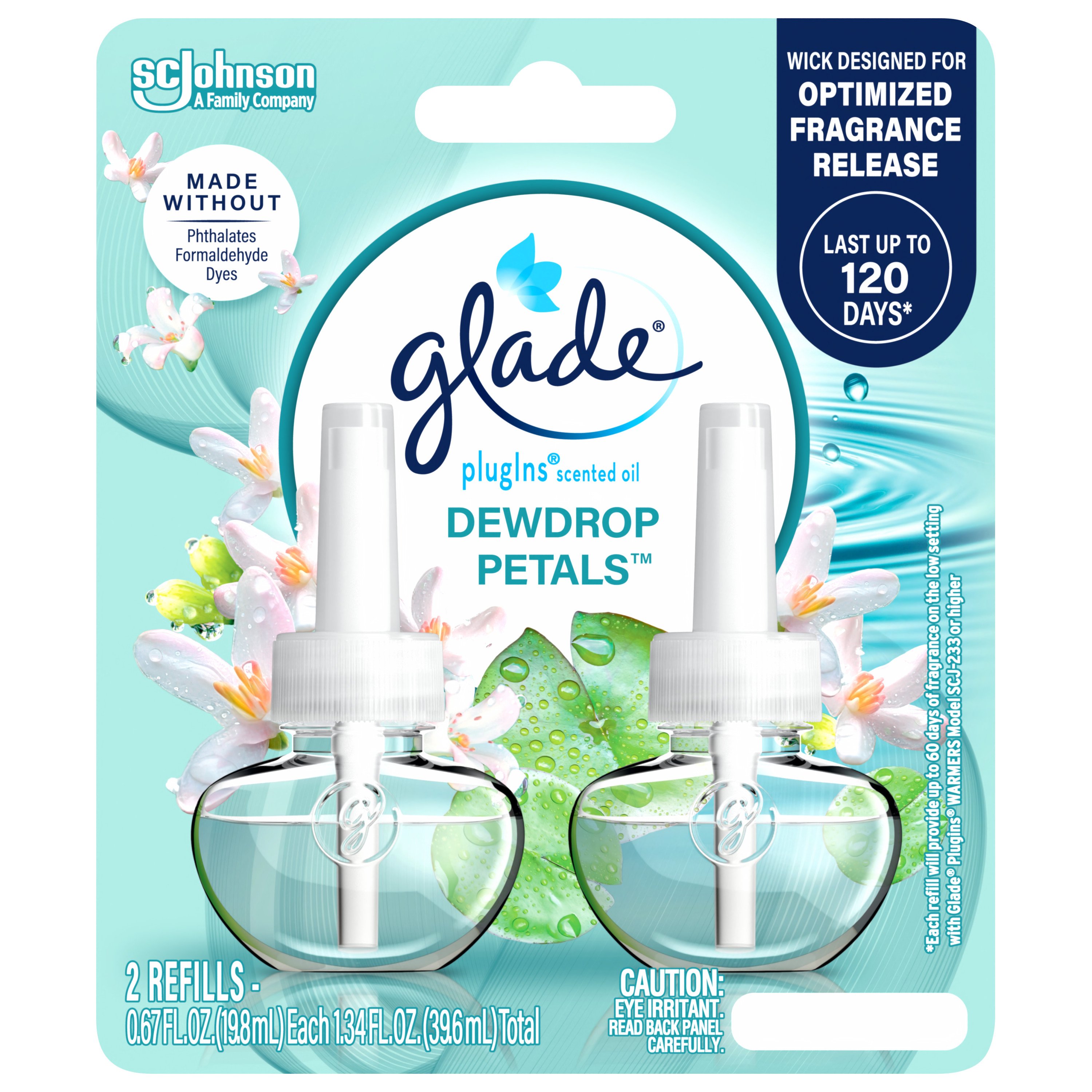 Glade Plug In Scented Oil 2 Count Refills - Dewdrop Petals - 1.34 oz ...