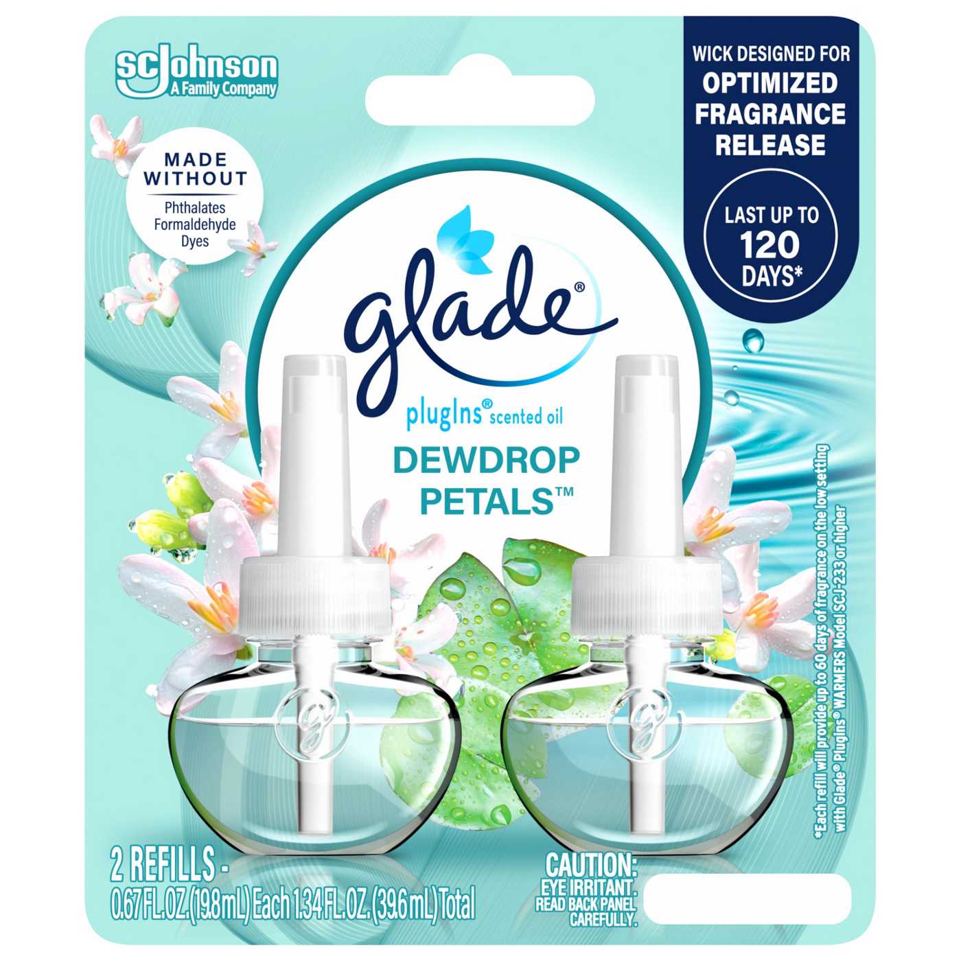 Glade Plug In Scented Oil 2 Count Refills - Dewdrop Petals - 1.34 oz ...