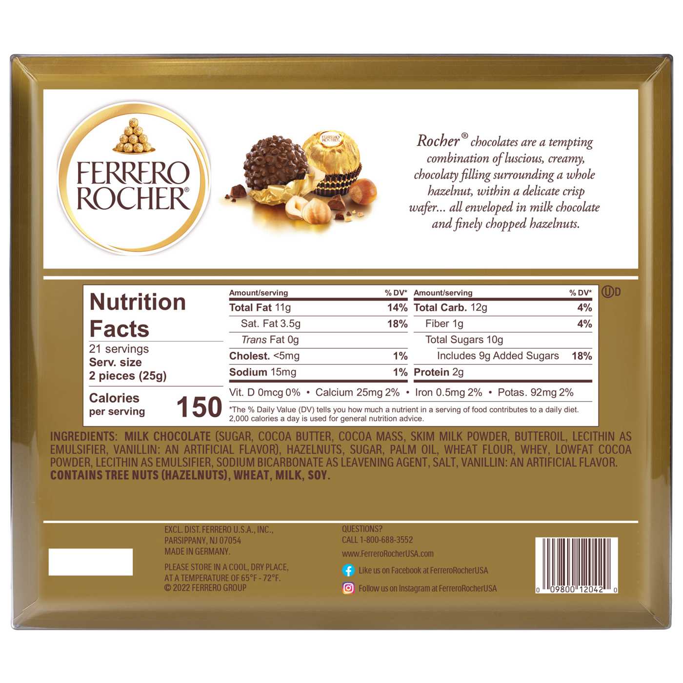 Ferrero Rocher Fine Hazelnut Chocolates, 42 pc - Shop Candy at H-E-B