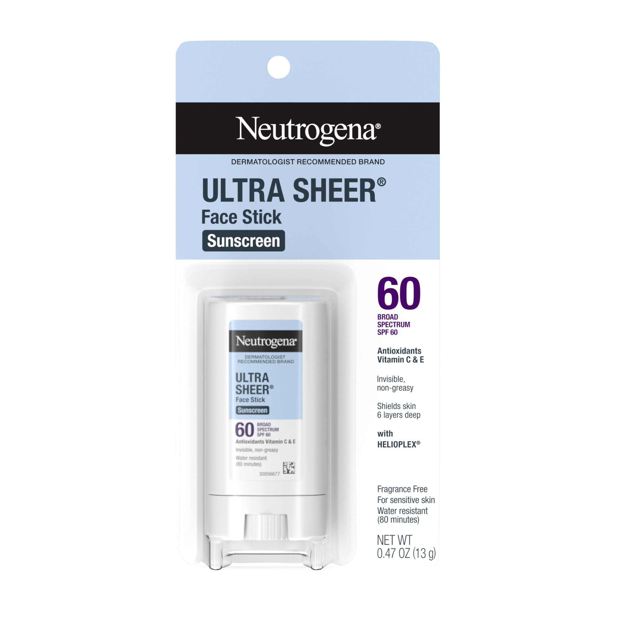 Neutrogena Ultra Sheer Face Stick Sunscreen - SPF 60, Travel Size ...