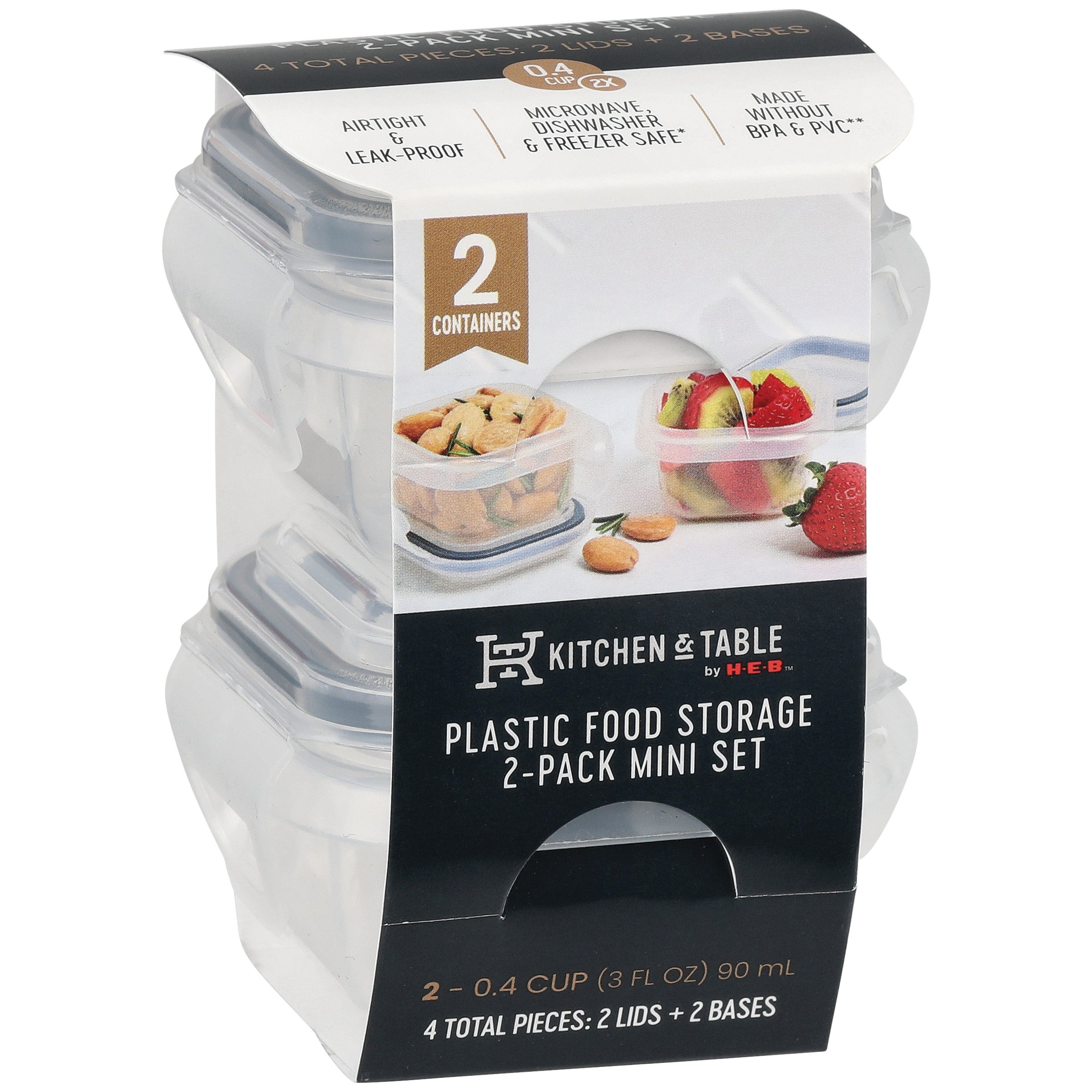 Kitchen & Table by H-E-B Plastic Food Storage Mini Container Set, 2 pk ...