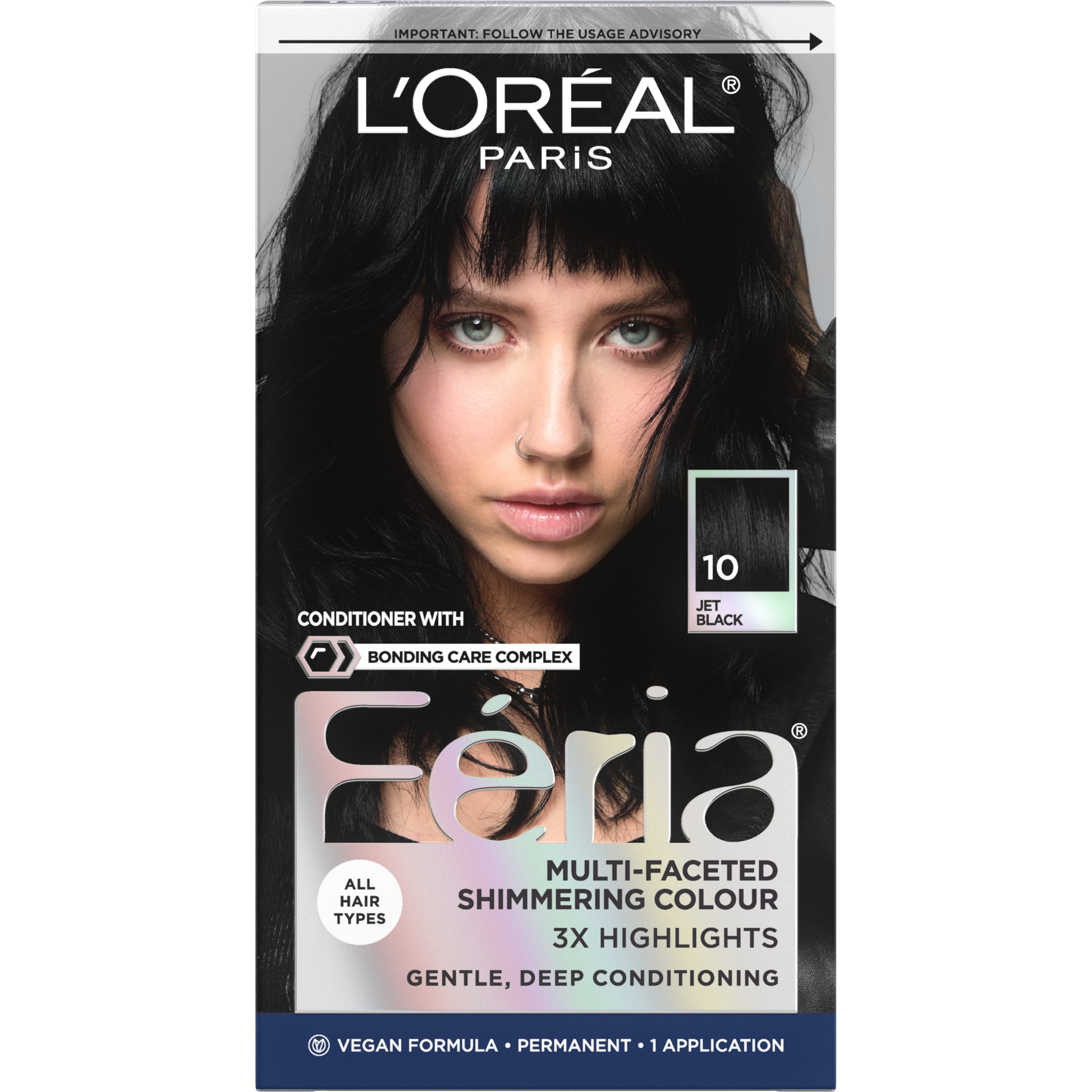 L'Oréal Paris Feria Permanent Hair Color - 10 Jet Black - Shop Hair ...