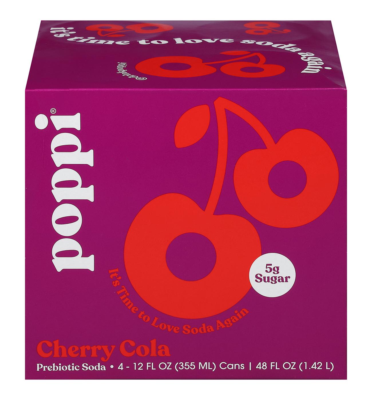 poppi Prebiotic Soda 4 pk Cans - Cherry Cola - Shop Soda at H-E-B