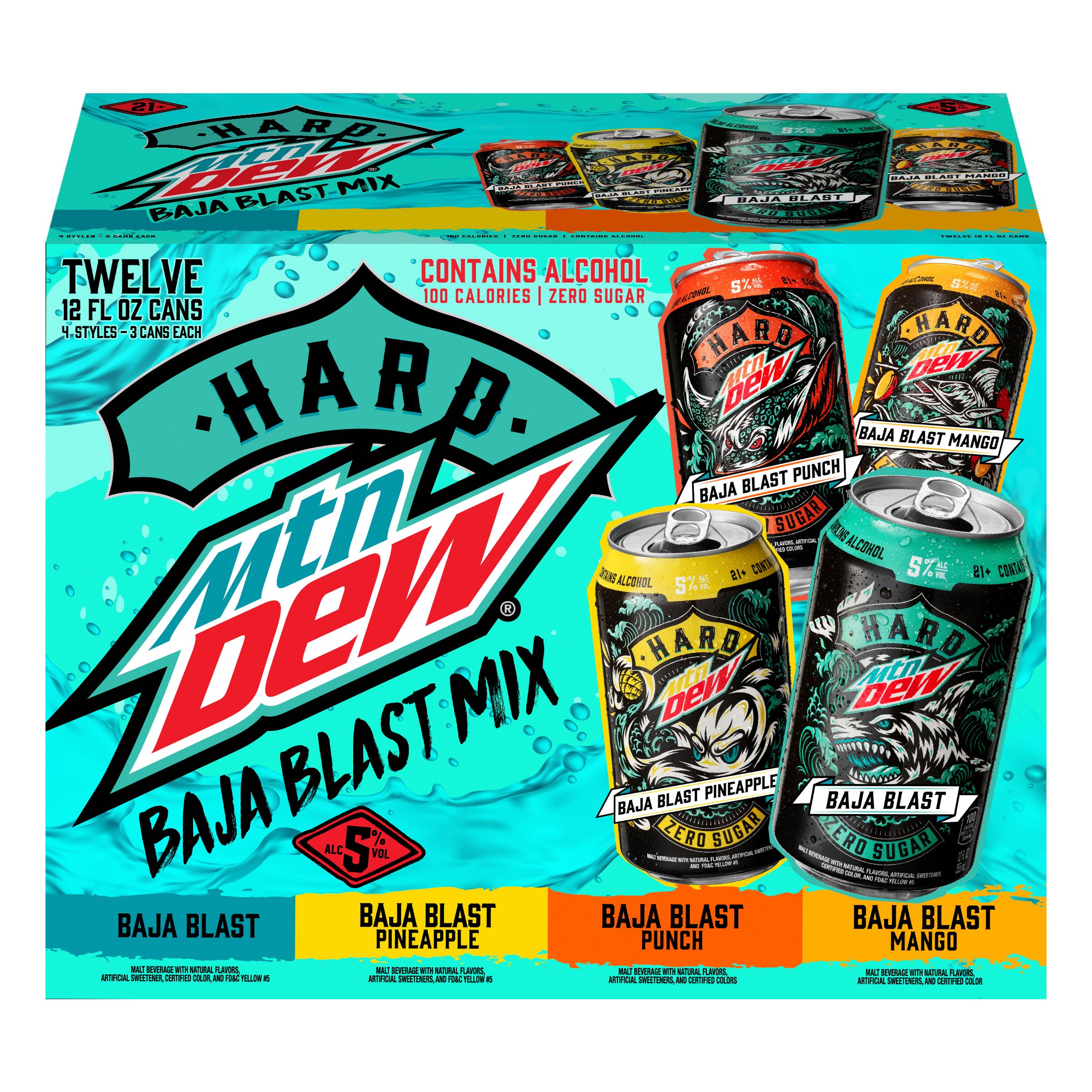 Hard Mountain Dew Baja Blast Mix Alcoholic Beverage 12 pk Cans - Shop ...