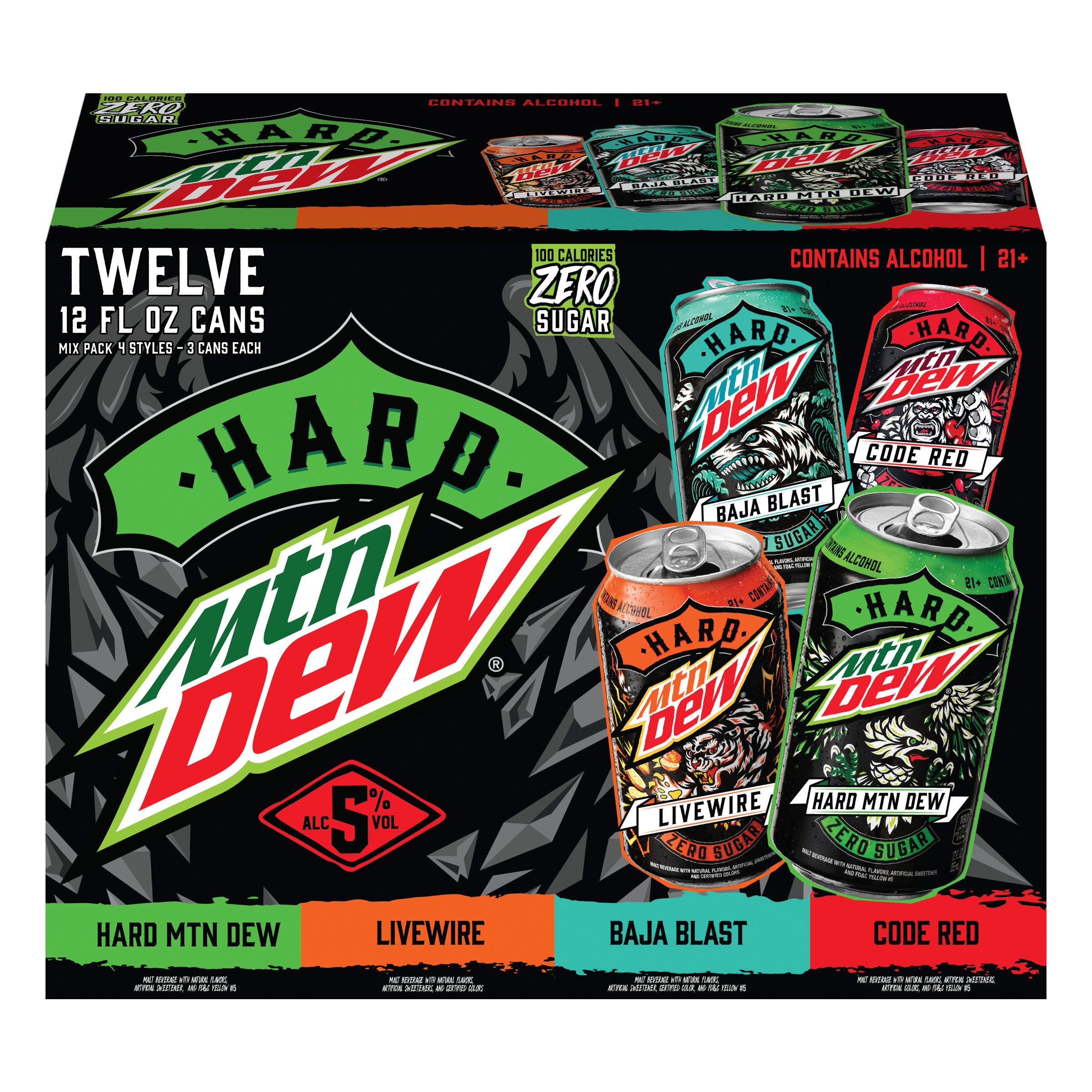 Hard Mountain Dew Mix Pack Alcoholc Beverage 12 pk Cans - Shop Malt ...