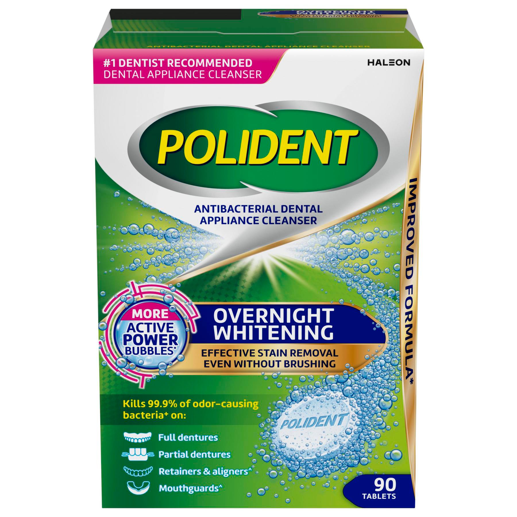 Polident Overnight Whitening Antibacterial Dental Appliance Cleanser ...