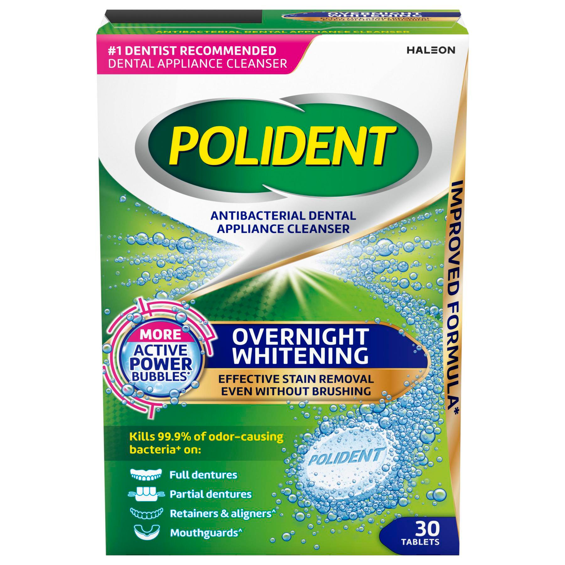 Polident Overnight Whitening Antibacterial Dental Appliance Cleanser ...
