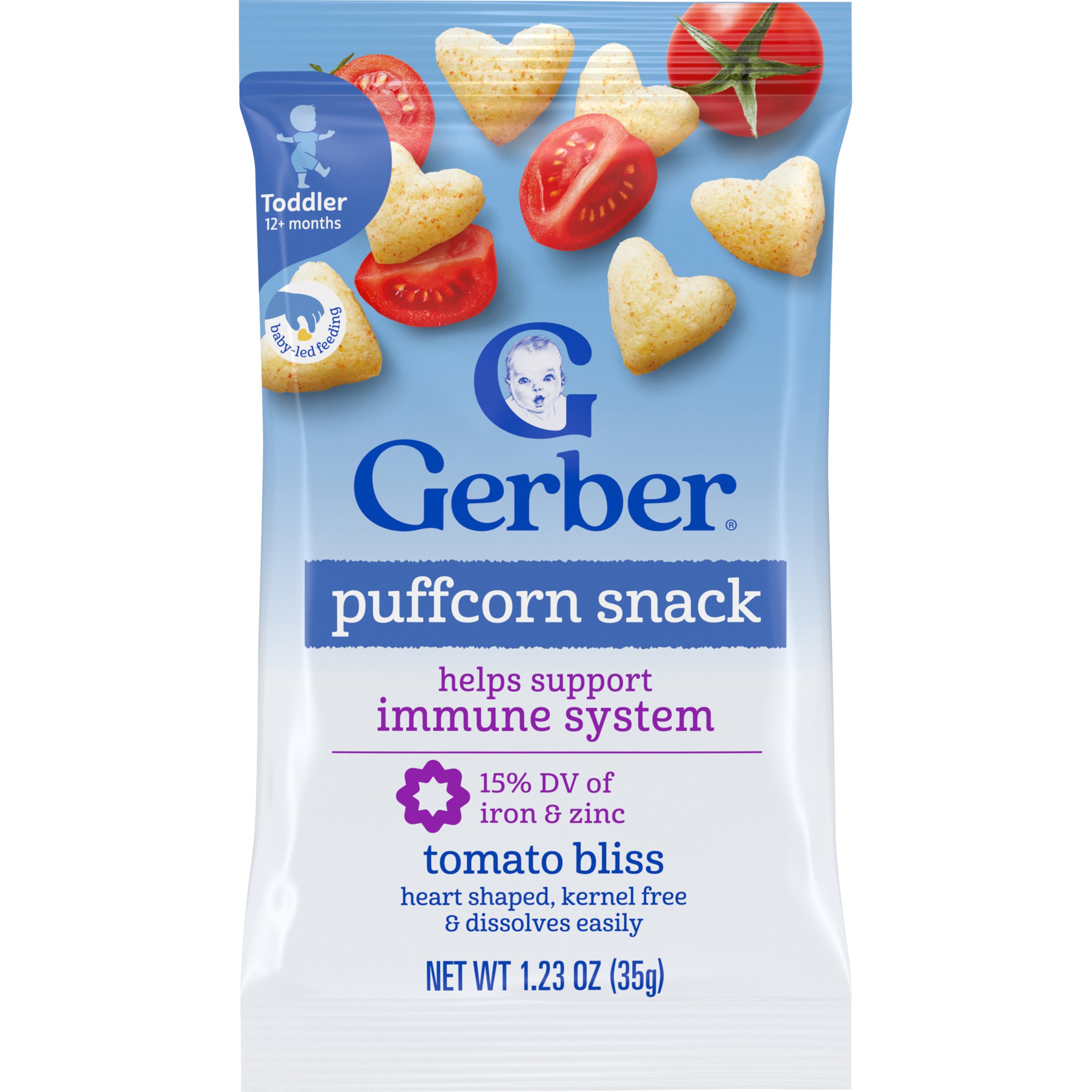 Gerber Toddler Puffcorn Snack - Tomato Bliss - Shop Toddler food at H-E-B
