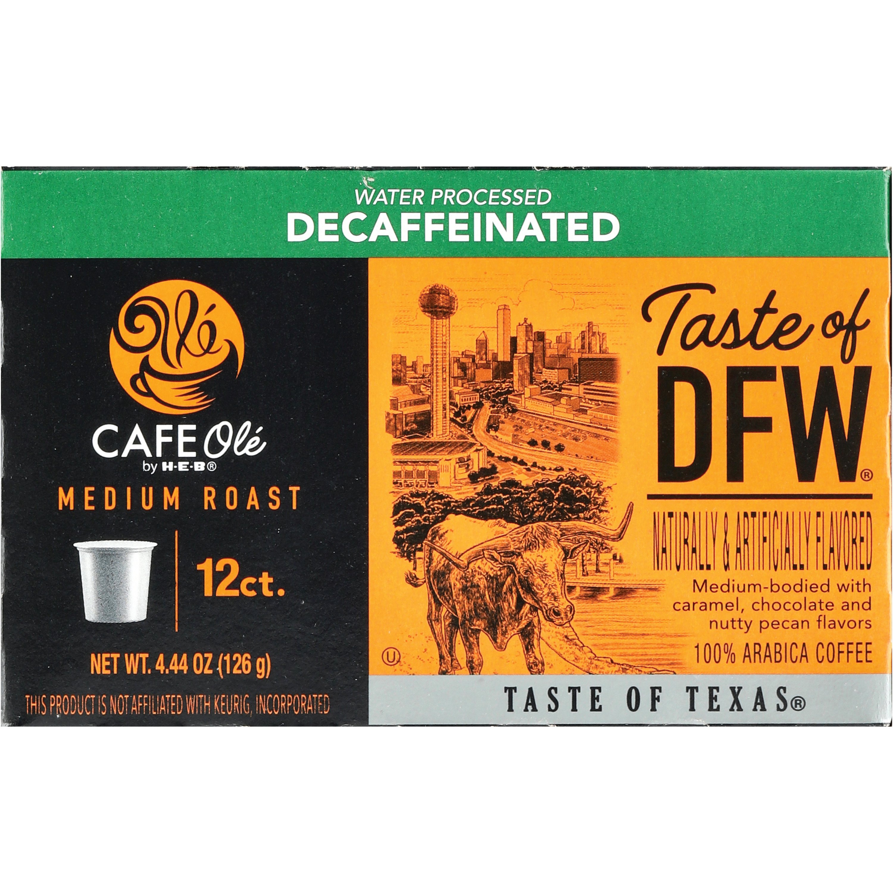 CAFE Olé by H-E-B Decaf Taste Of DFW Medium Roast Single Serve Pods - Shop Coffee at H-E-B