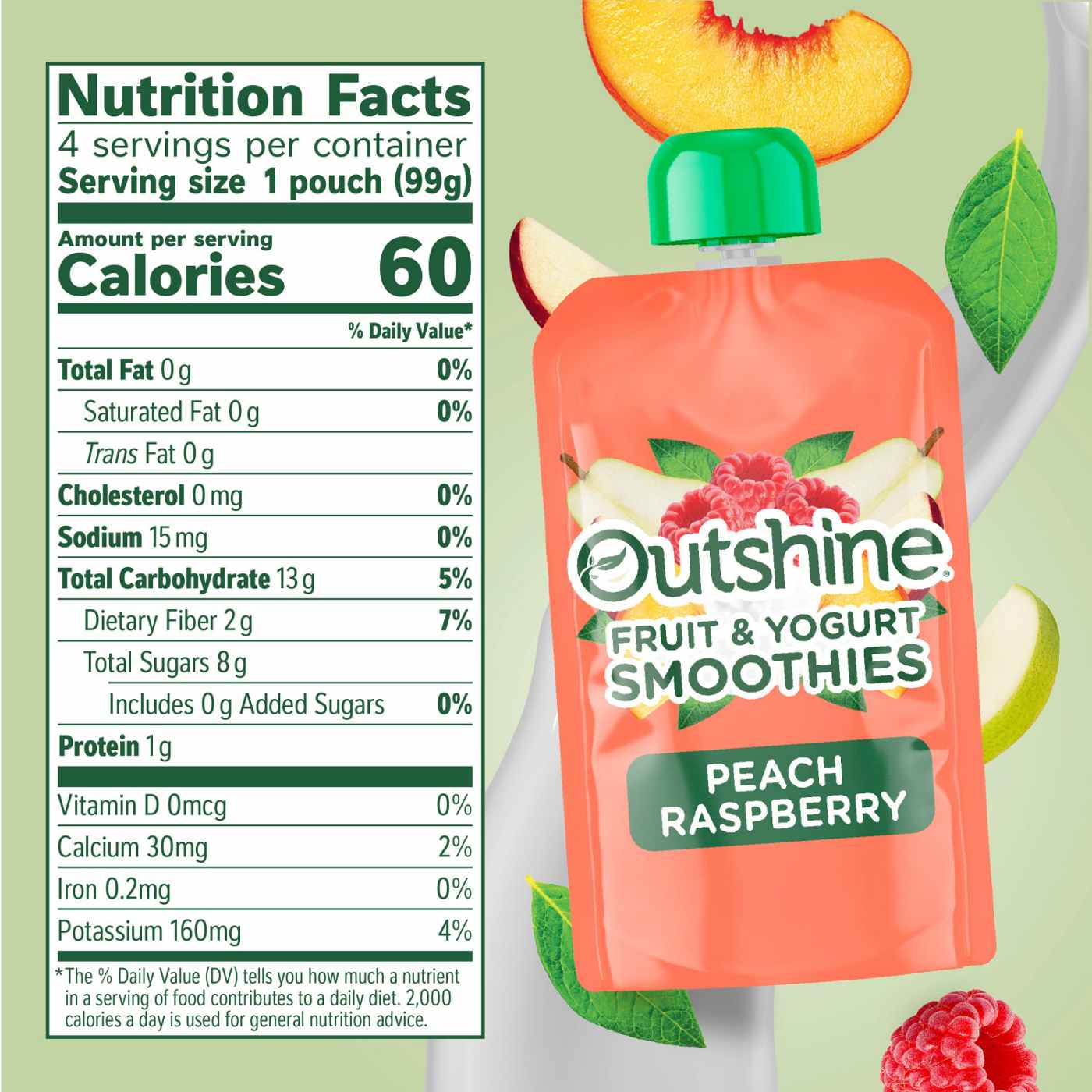 Outshine Fruit & Yogurt Smoothies - Peach Raspberry, 3.5 oz Pouches ...