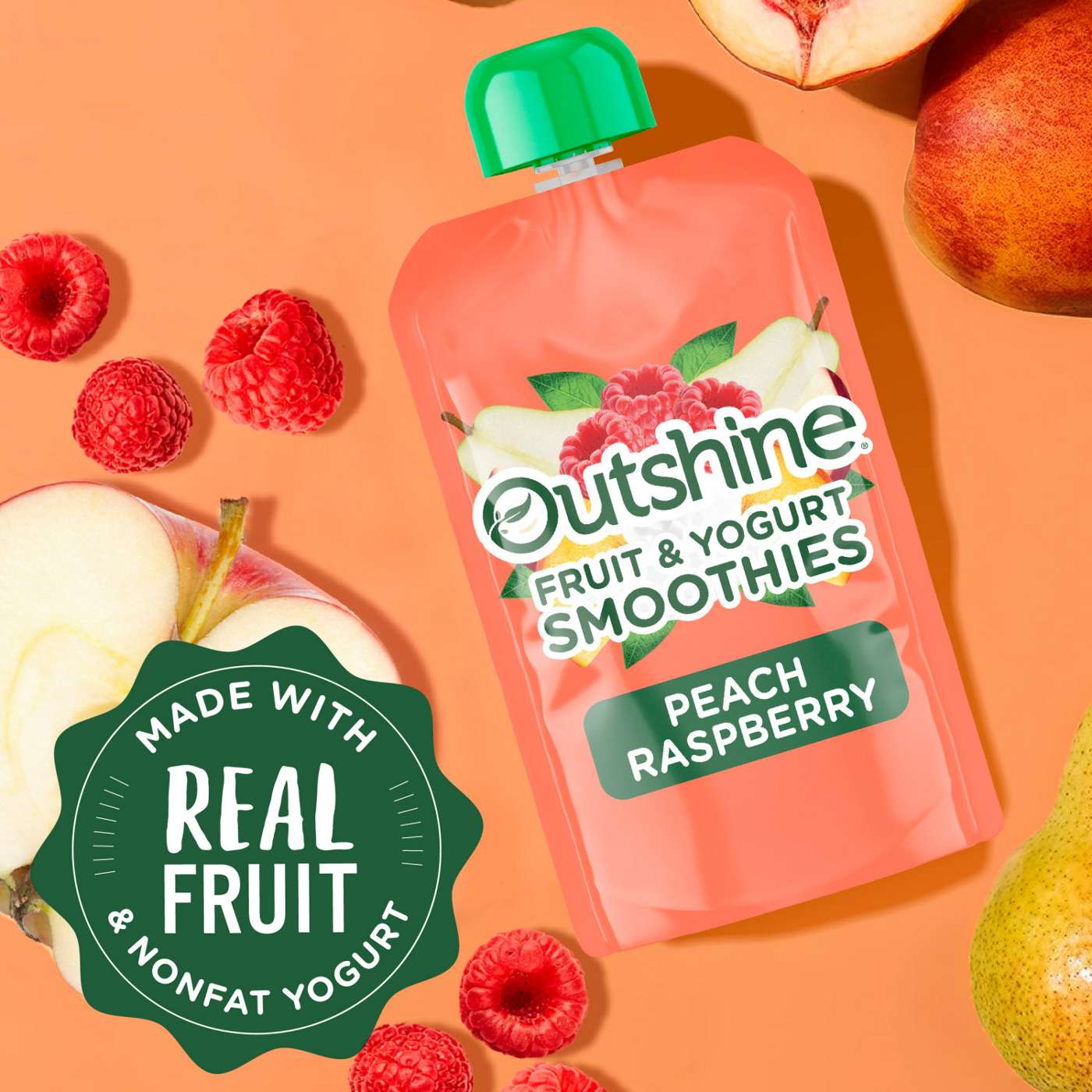Outshine Fruit & Yogurt Smoothies - Peach Raspberry, 3.5 oz Pouches ...