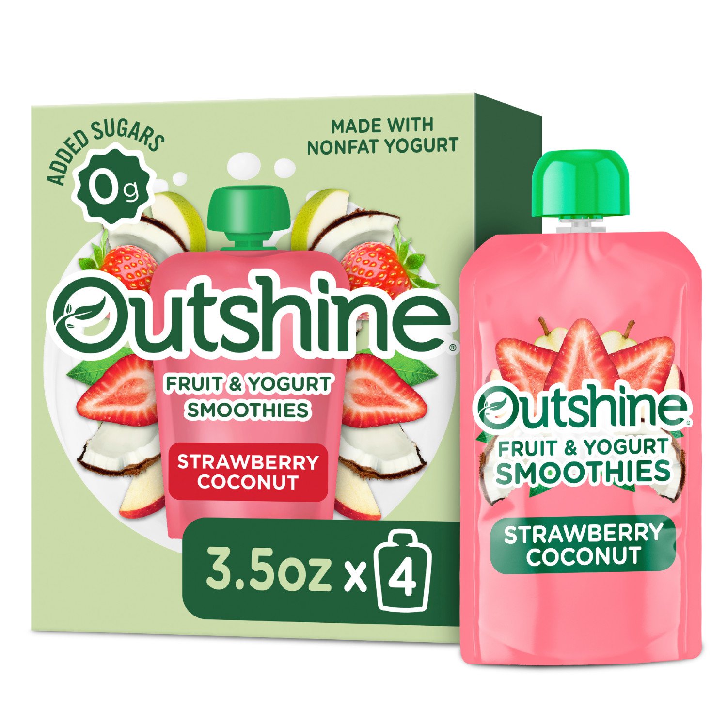 Outshine Fruit & Yogurt Smoothies - Strawberry Coconut, 3.5 oz Pouches ...
