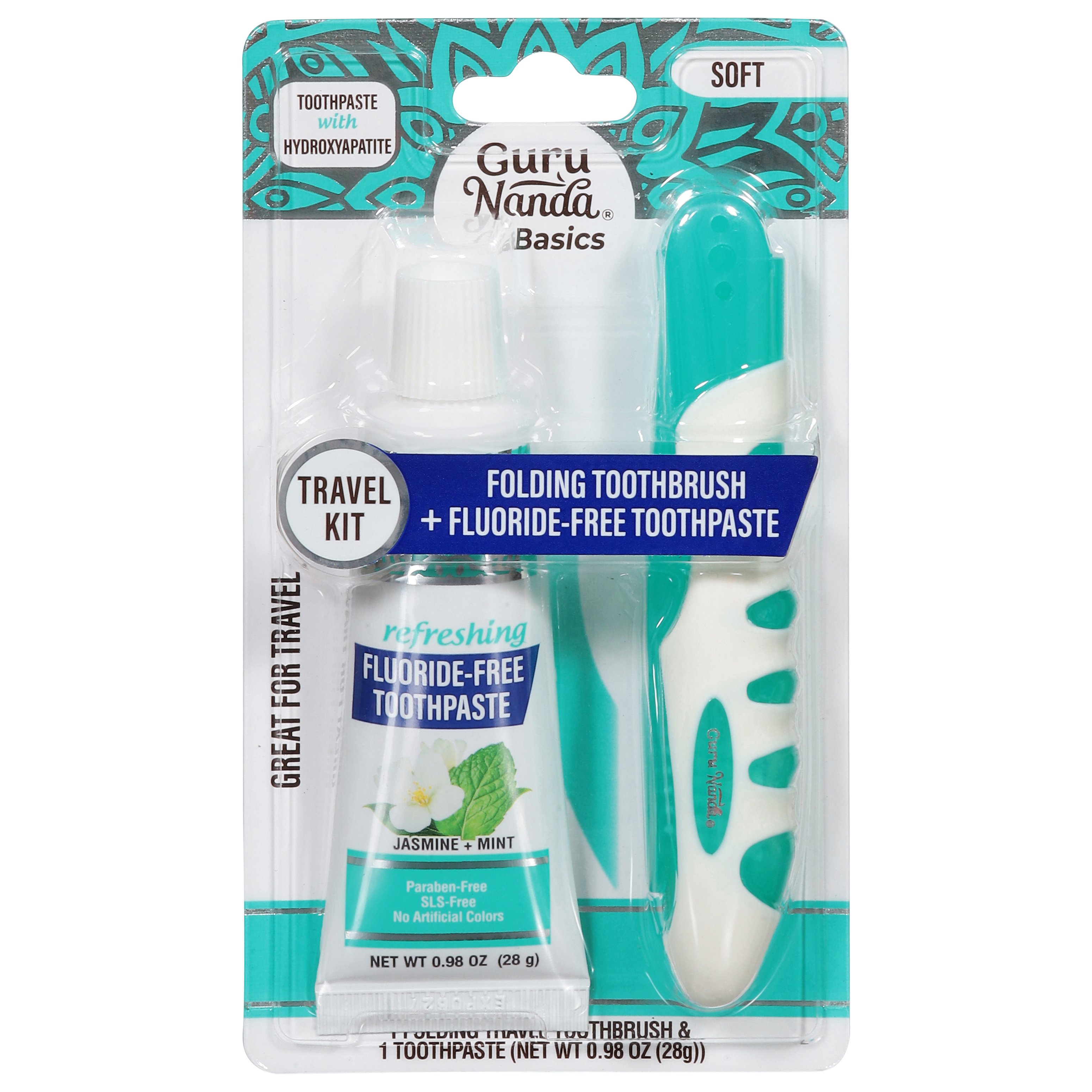 Guru Nanda Folding Toothbrush & Fluoride-Free Toothpaste Travel Kit ...