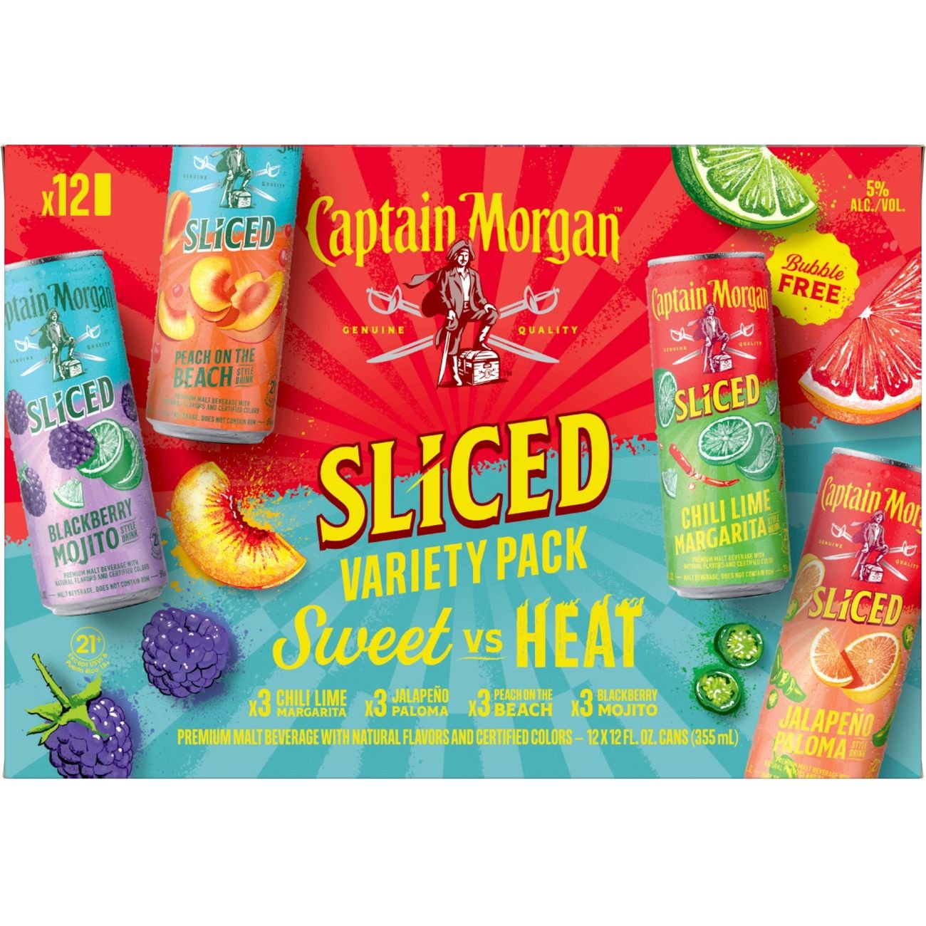 Captain Morgan Sliced Variety Sweet vs Heat 12 pk Cans - Shop Malt ...