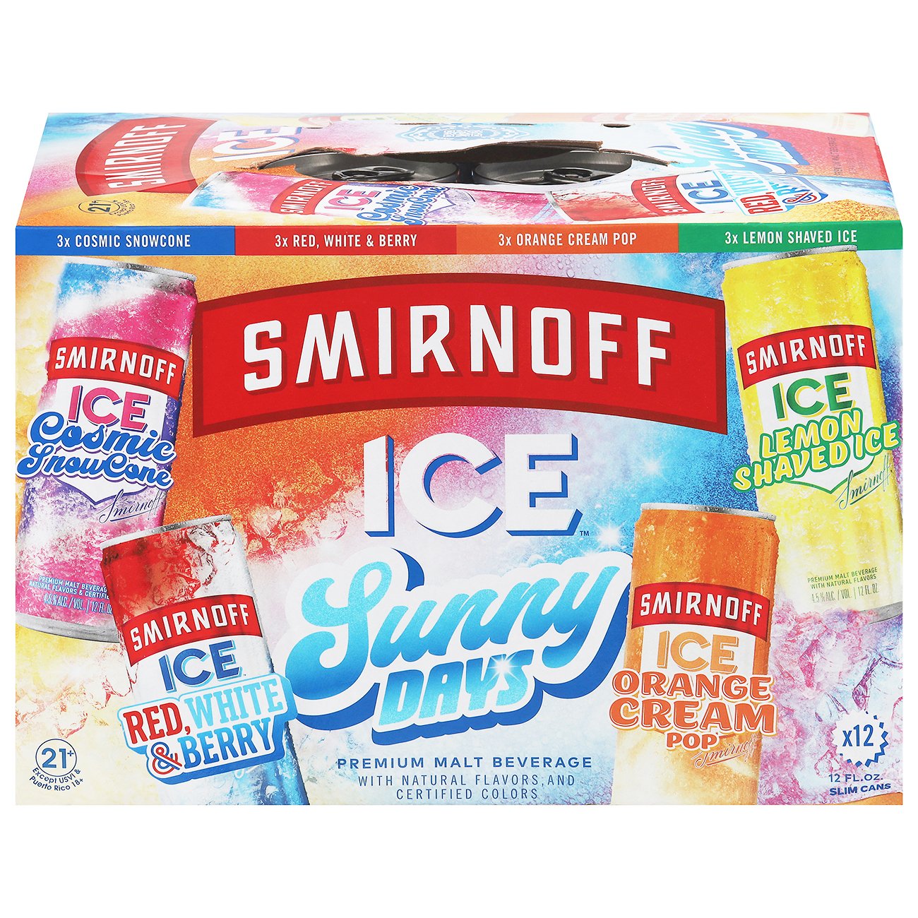 Smirnoff Ice Sunny Days Variety 12 pk Slim Cans - Shop Malt beverages ...