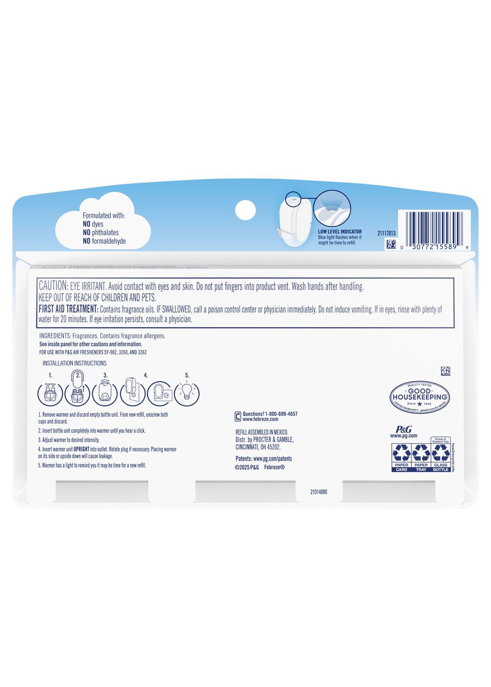 Febreze Luxe Plug In Air Freshener Odor-Fighting Scented Oil Refill ...