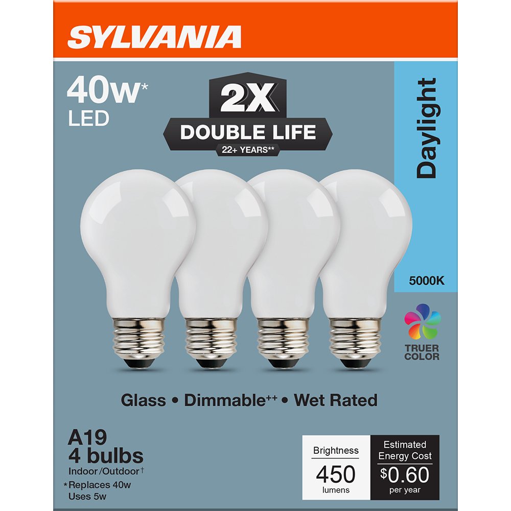 SYLVANIA A19 40 Watt LED Daylight Double Life Bulb - Shop Light bulbs ...