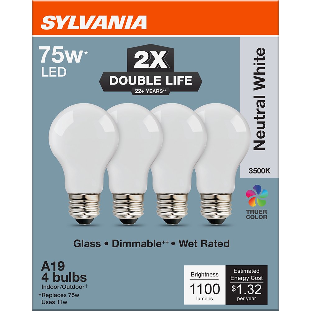 SYLVANIA A19 75 Watt LED Neutral White Double Life Bulb - Shop Light ...