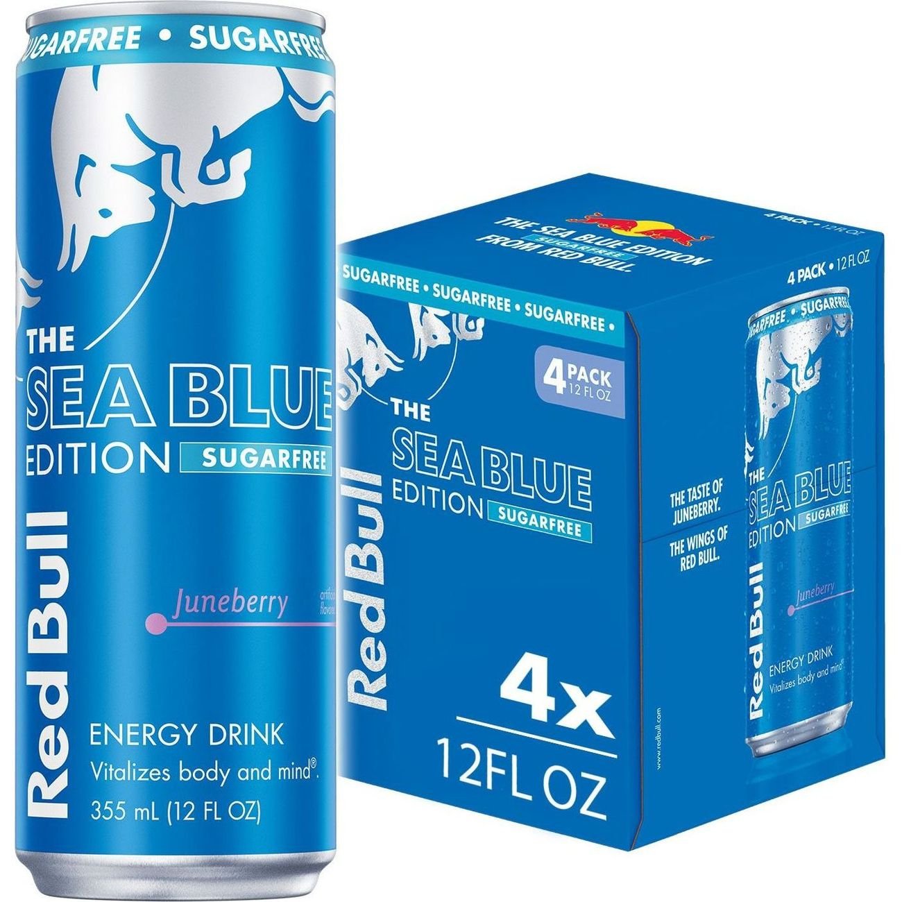 Red Bull Sugar Free Sea Blue Edition Juneberry Energy Drink 4 pk Cans ...