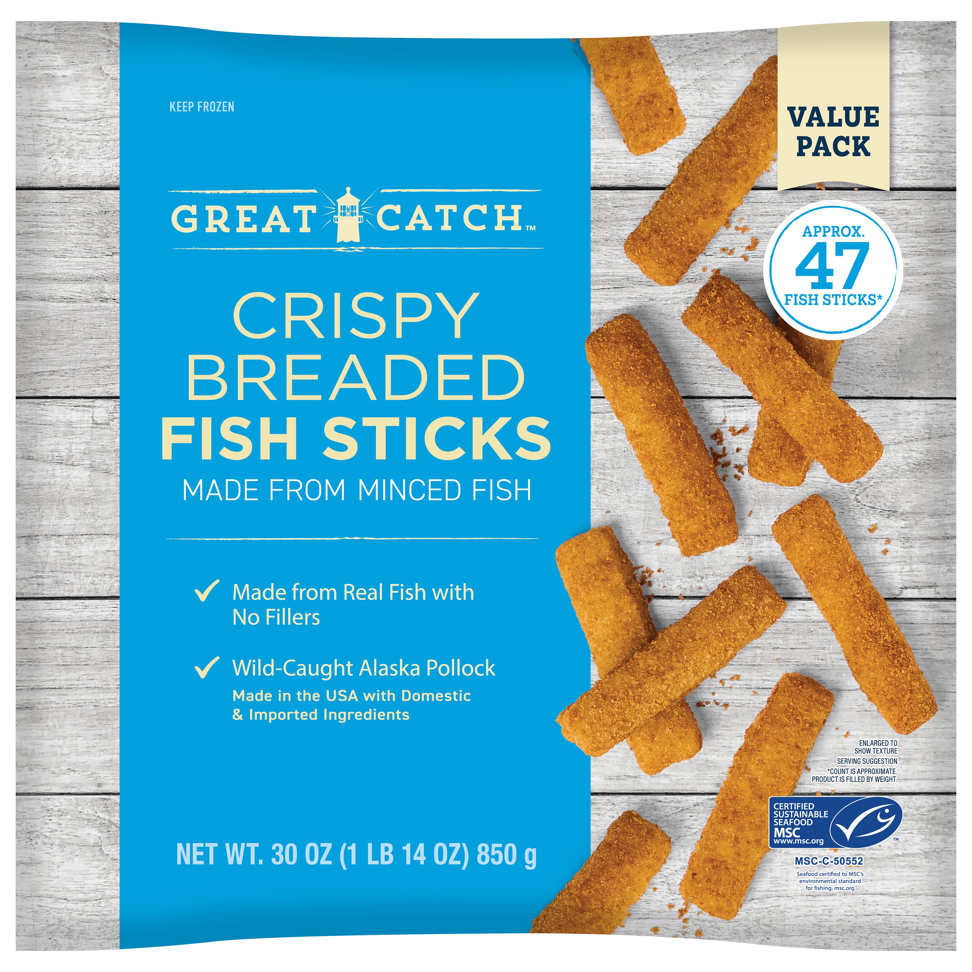 Great Catch Crispy Breaded Fish Sticks - Value Pack - Shop Fish at H-E-B