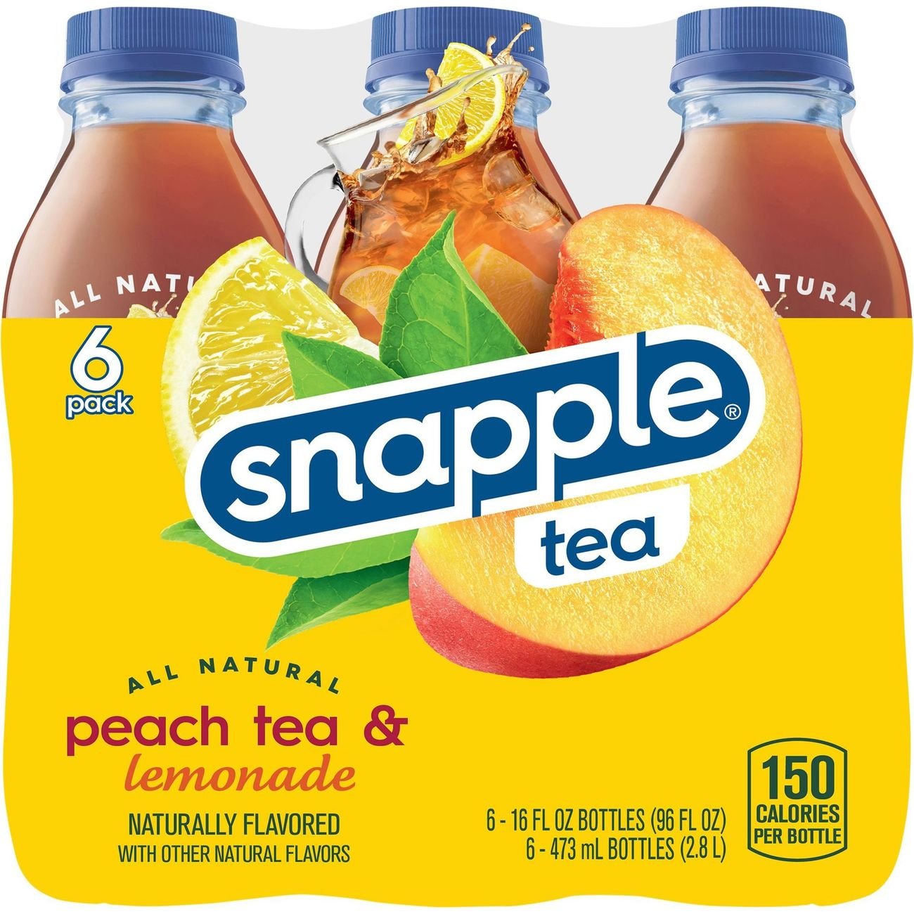 Snapple Peach Tea & Lemonade 6 pk Bottles - Shop Tea at H-E-B
