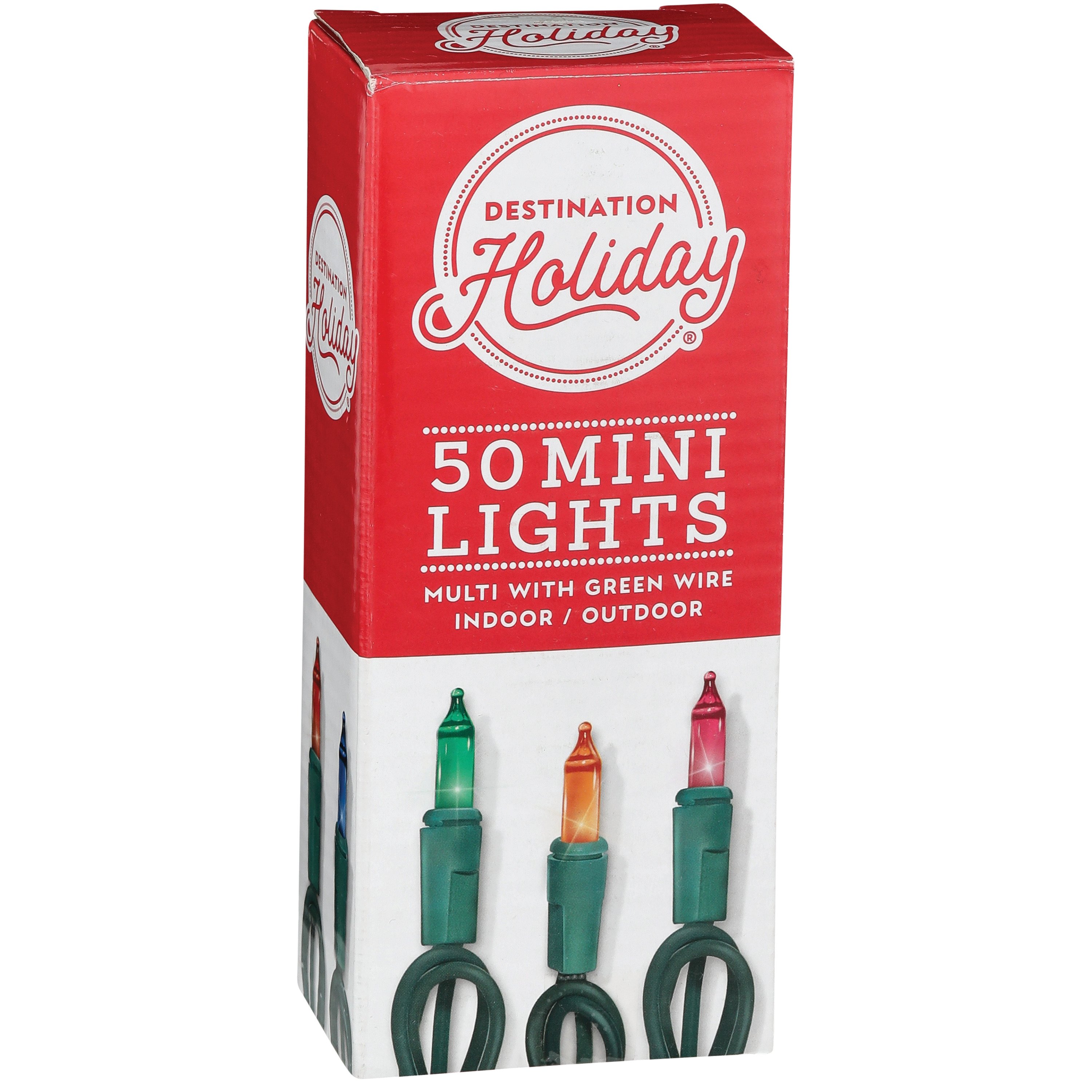 Destination Holiday 50 Count Multi Color Mini Lights - Green Wire ...