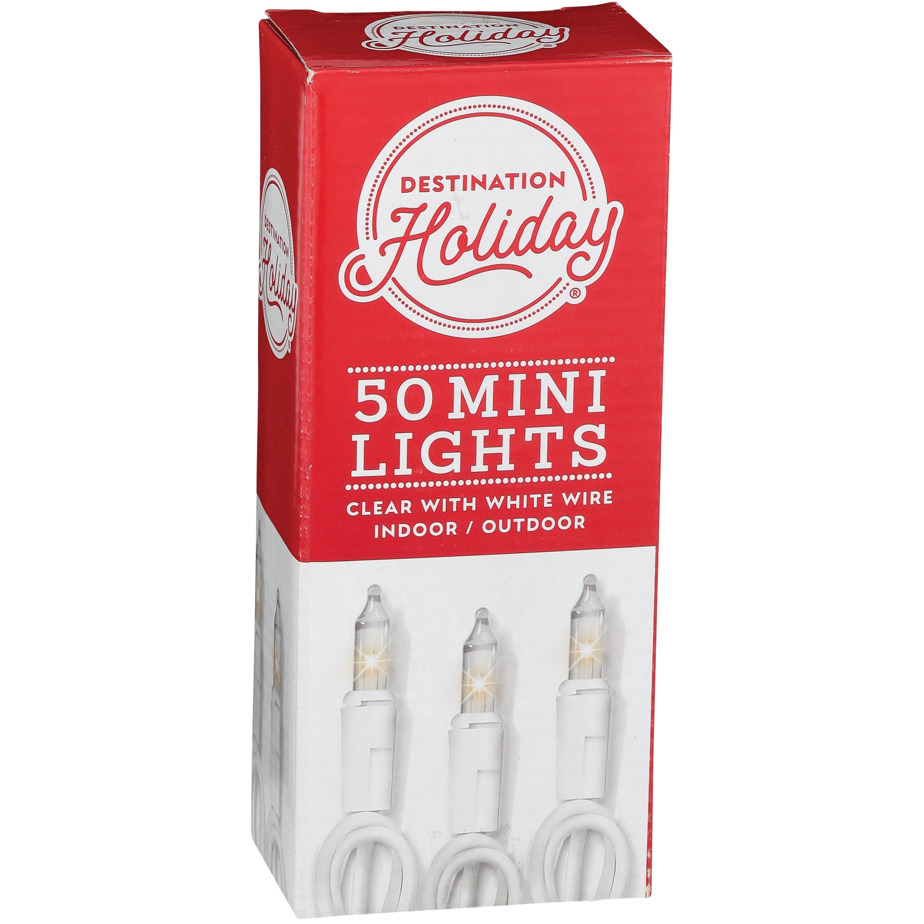 Destination Holiday 50 Count Clear White Wire Mini Lights - White Wire ...