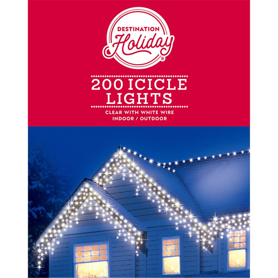 Destination Holiday 200 Count Clear Icicle Lights - White Wire - Shop ...