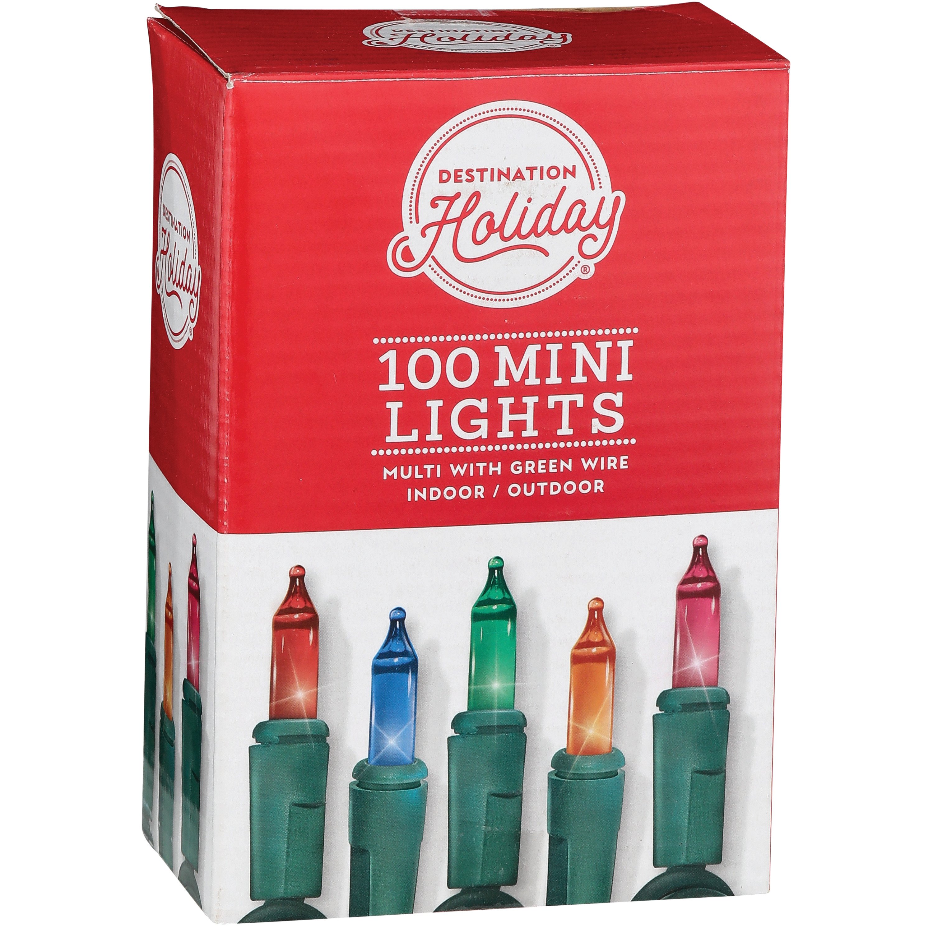 Destination Holiday 100 Count Multi Color Mini Lights - Green Wire ...