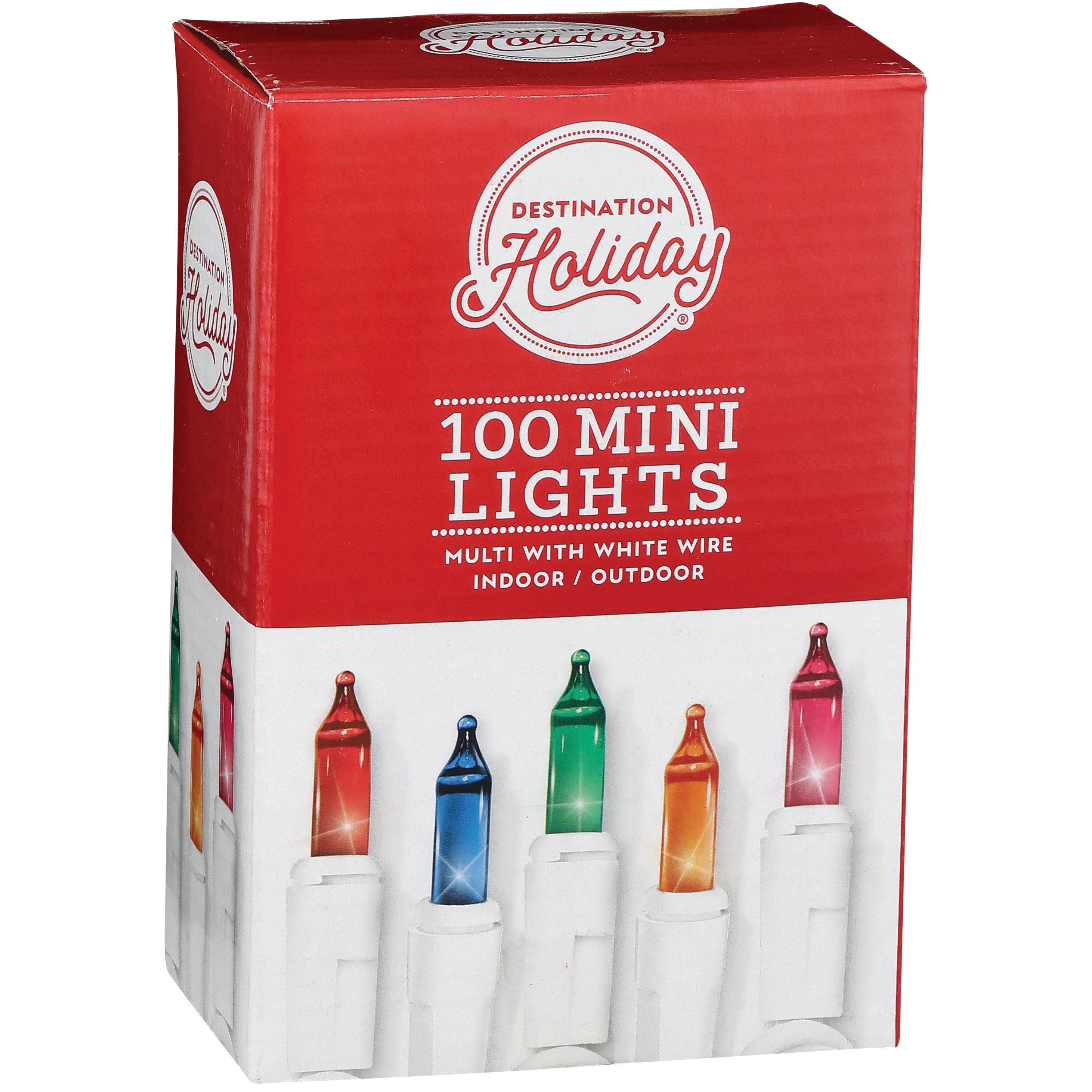 Destination Holiday 100 Count Multi-Color Mini Lights - White Wire ...