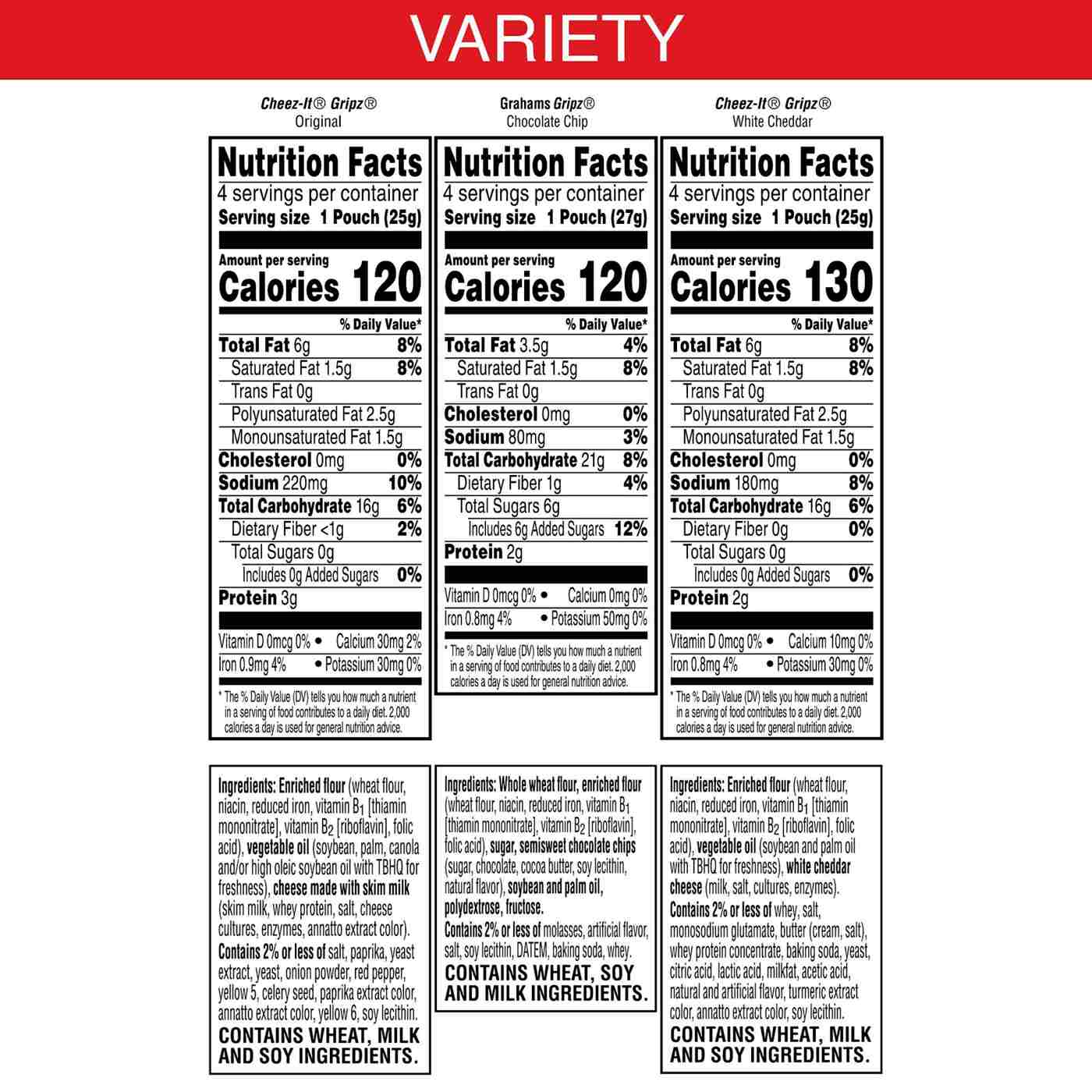 Cheez-It Gripz Mighty Tiny Baked Snack Crackers Variety Pack - Shop ...