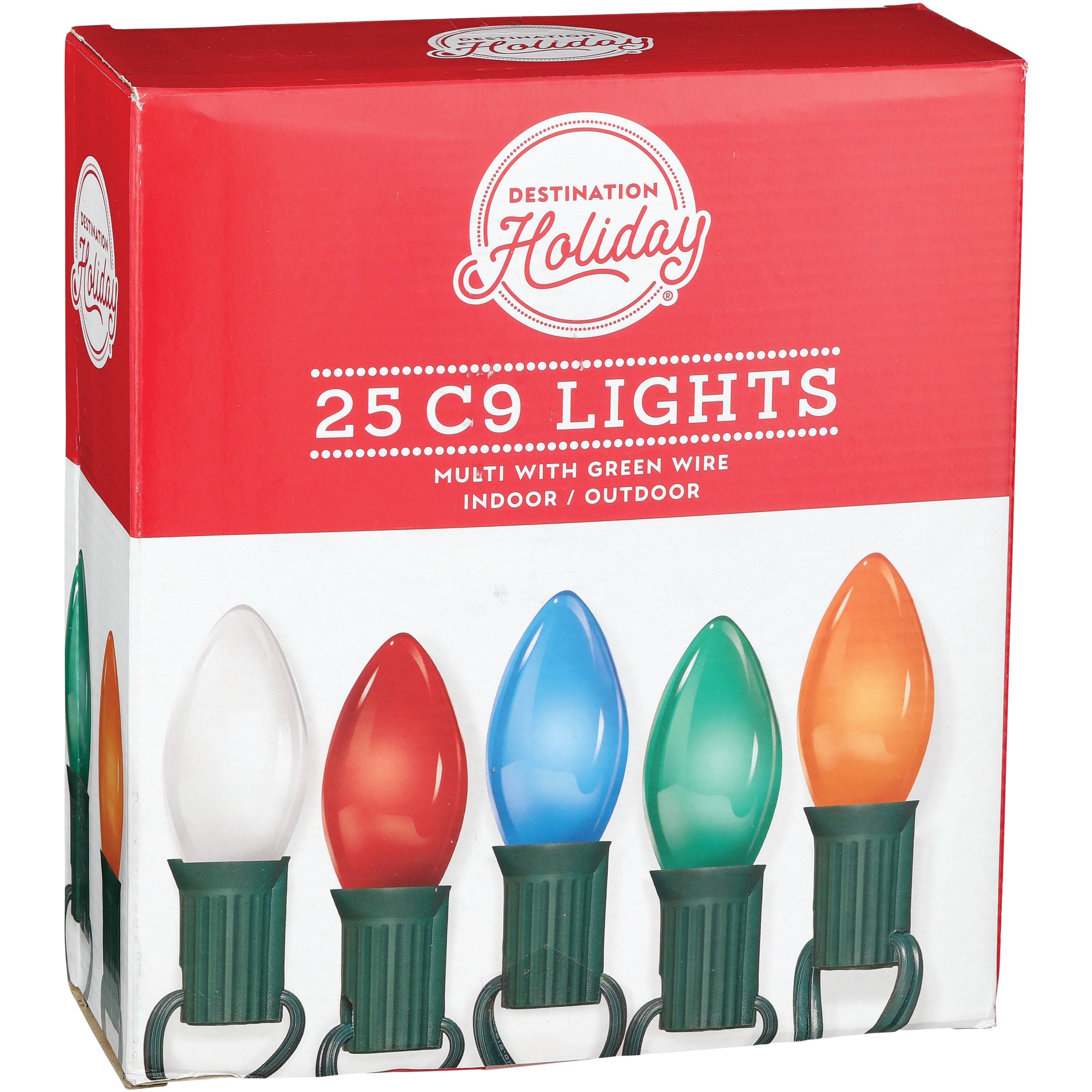 Destination Holiday 25 Count Multi Color C9 Lights - Green Wire - Shop ...