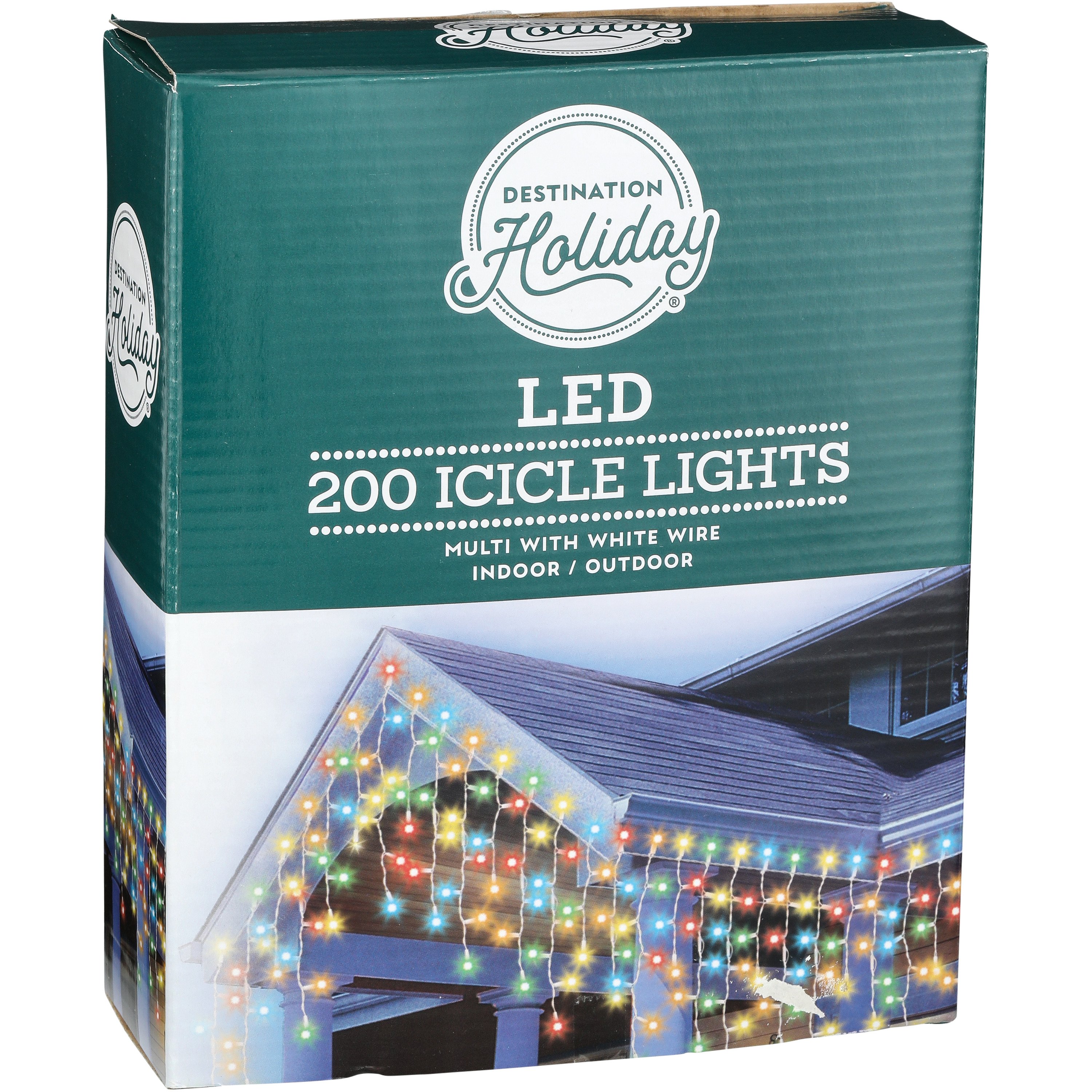 Destination Holiday 200 Count LED Multi Color Icicle Lights - White ...