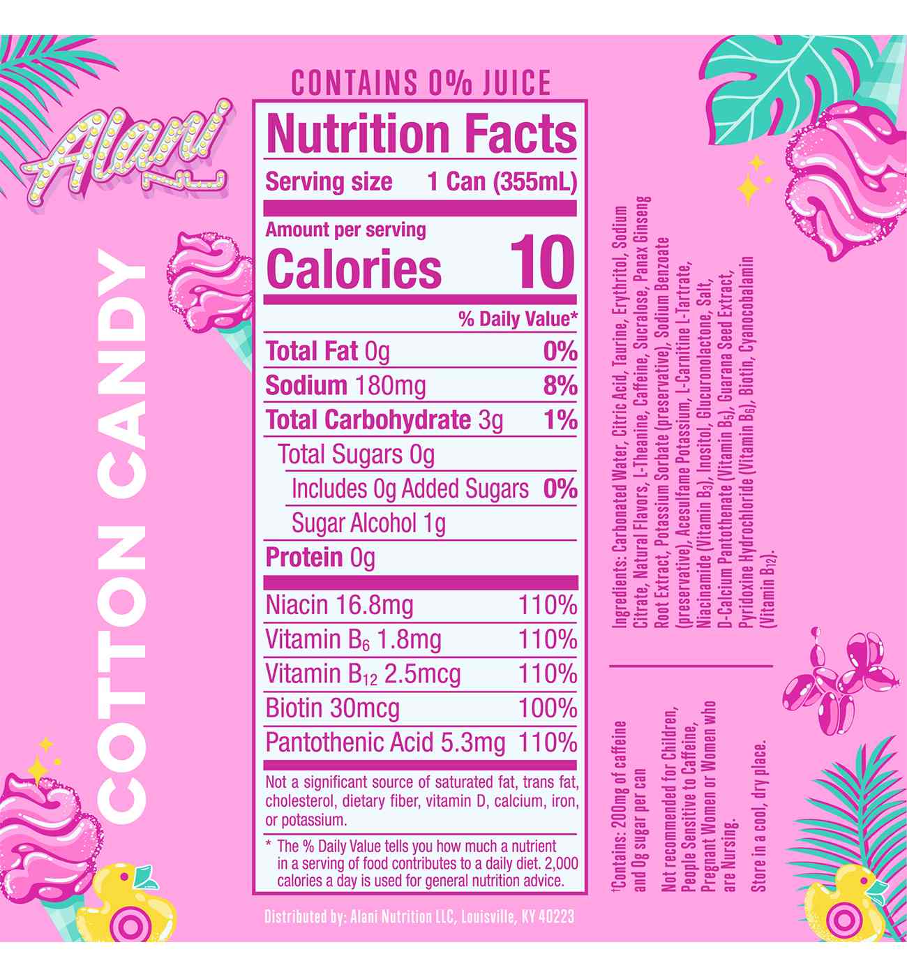 Alani Nu Zero Sugar Energy Drink - Cotton Candy - Shop Sports & energy ...