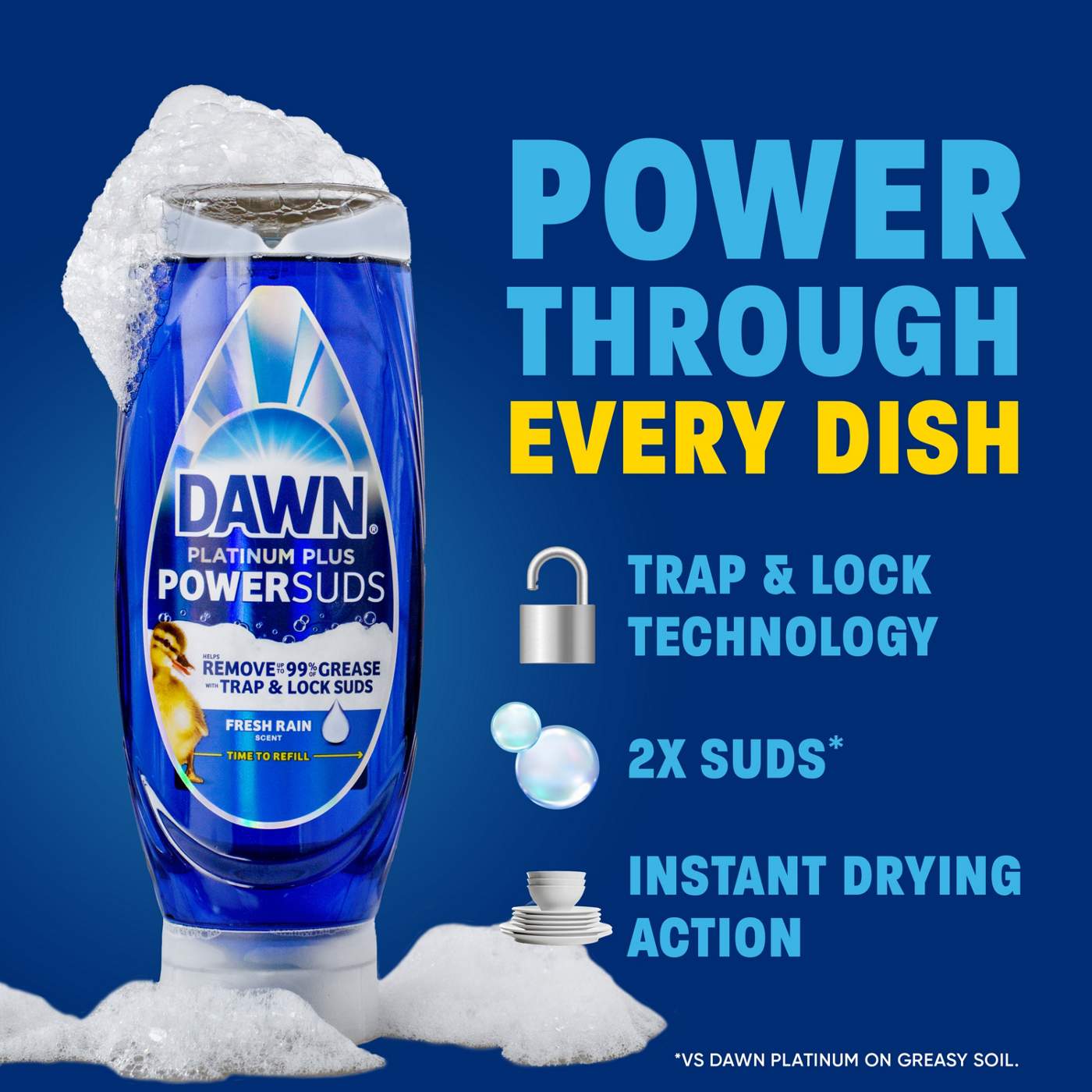 Dawn Platinum Plus Power Suds - Fresh Rain - Shop Dish soap & detergent ...
