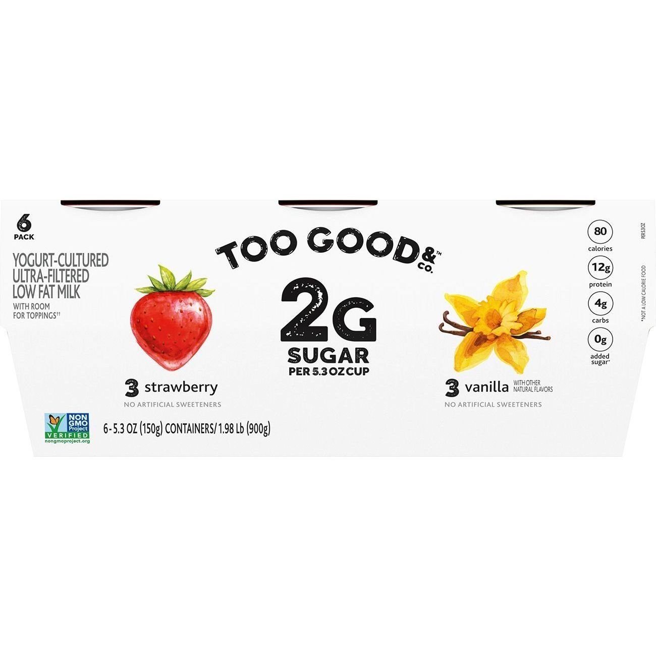 Too Good & Co. Lower Sugar Yogurt Variety Pack - Strawberry & Vanilla ...