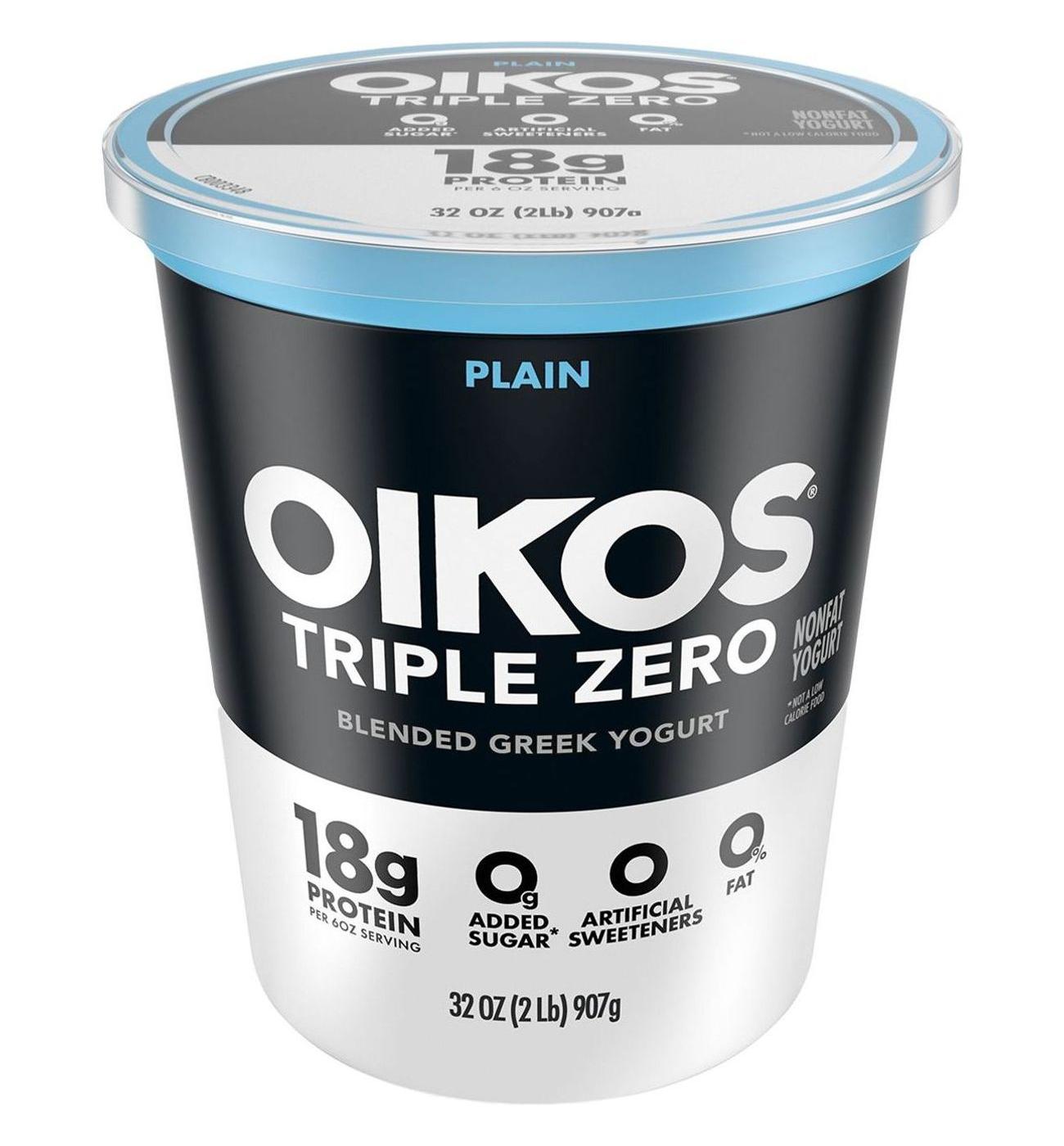 Oikos Triple Zero 18g Protein Greek Yogurt - Plain - Shop Yogurt at H-E-B