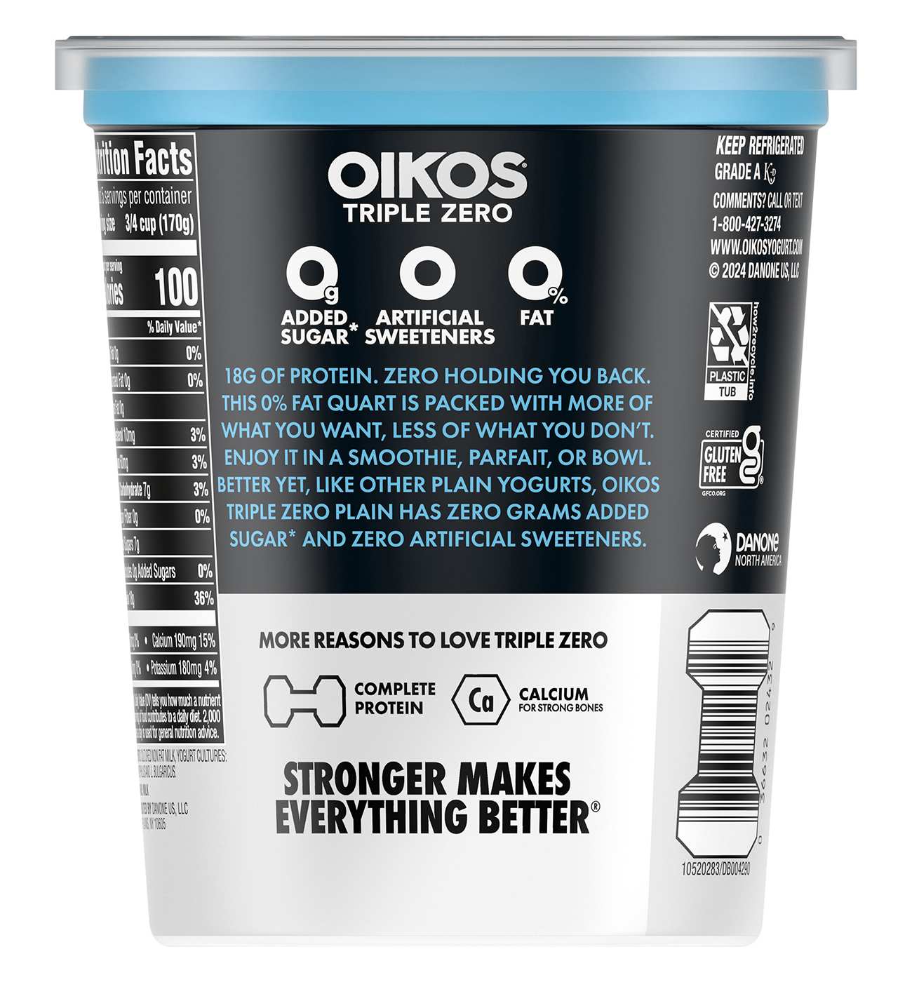 Oikos Triple Zero 18g Protein Greek Yogurt - Plain - Shop Yogurt at H-E-B
