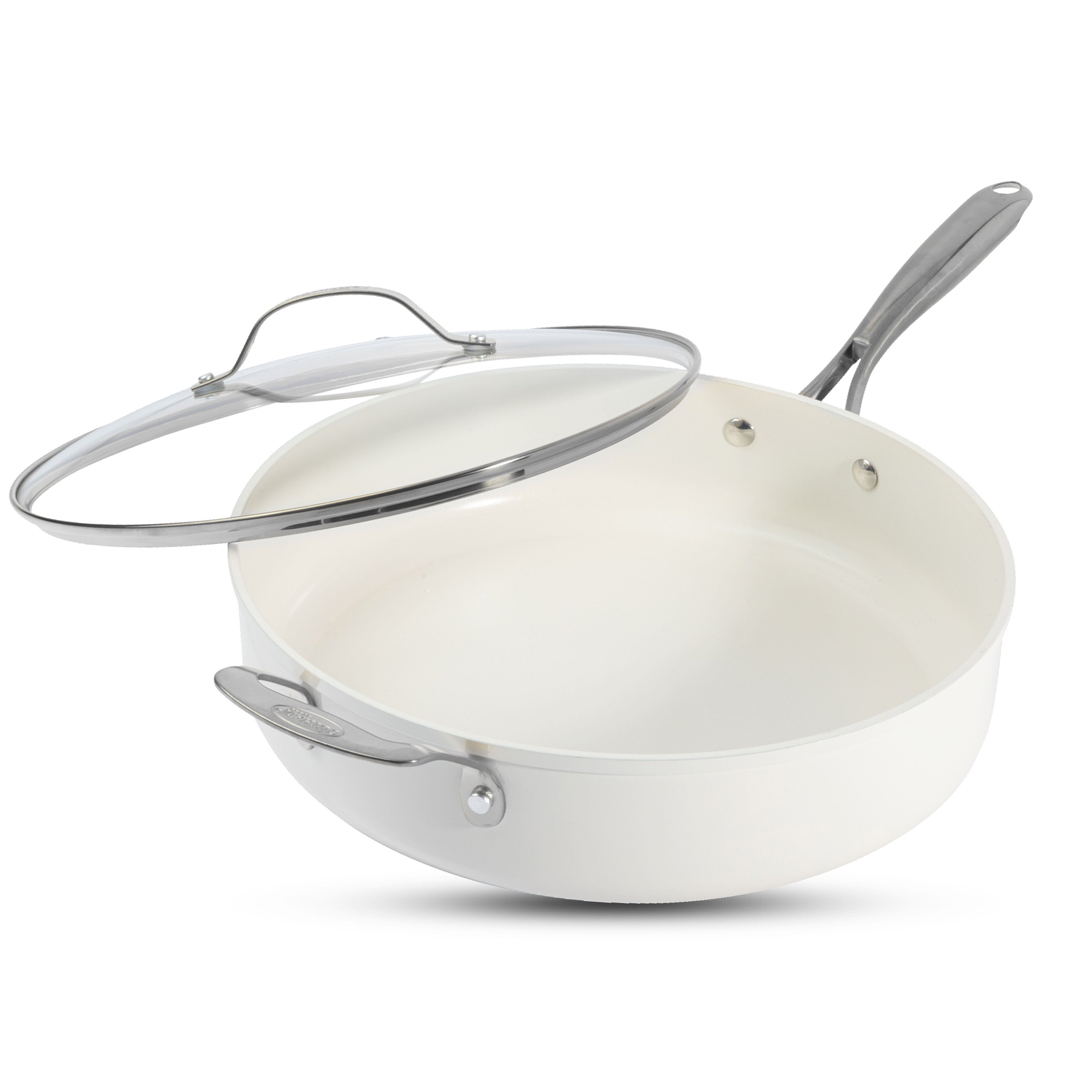 Gotham Steel Ceramic Pan with Lid - Cream - Shop Frying pans & griddles ...