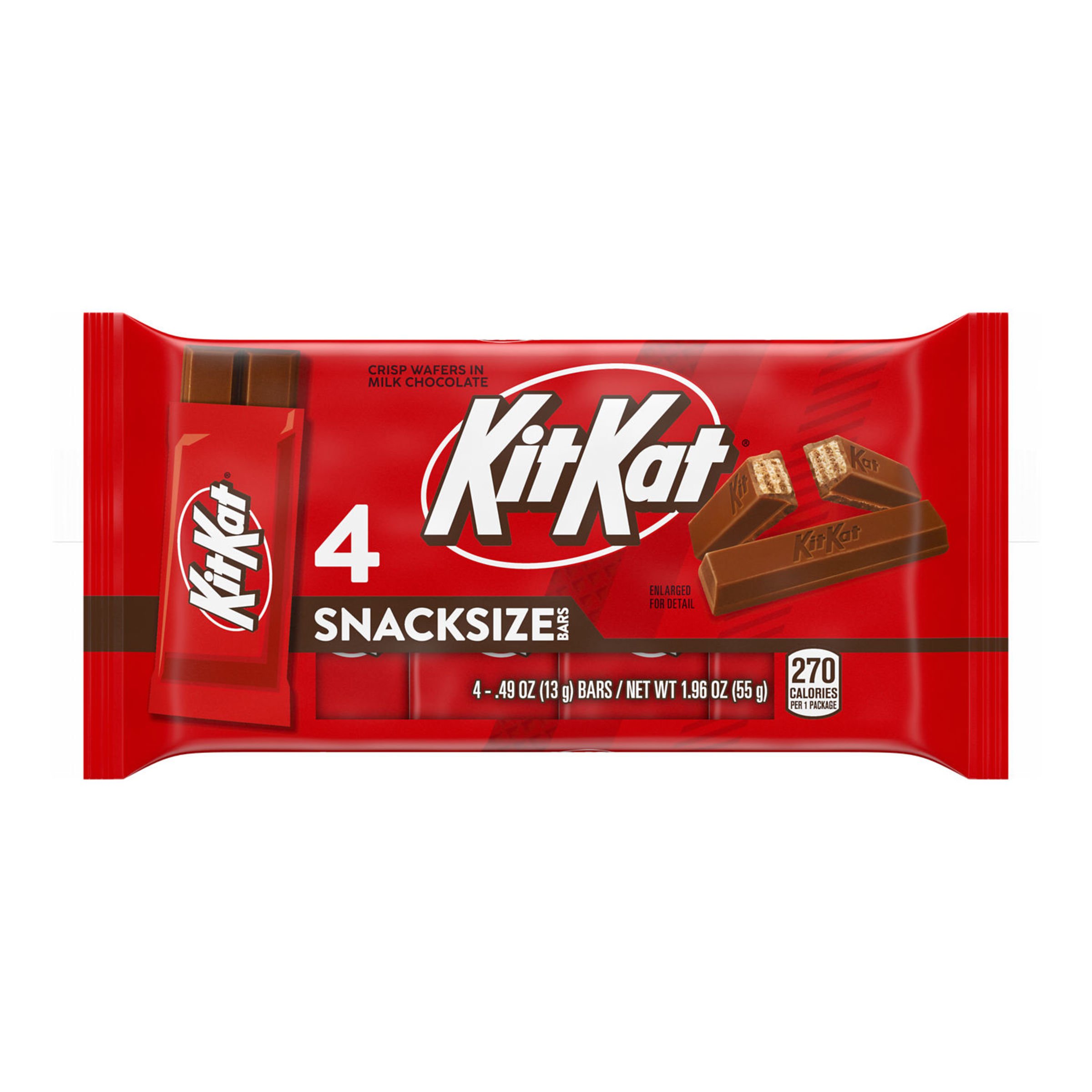 Kit Kat Milk Chocolate Wafer Snack Size Candy Bars, 4 pk, .49 oz | Joe ...