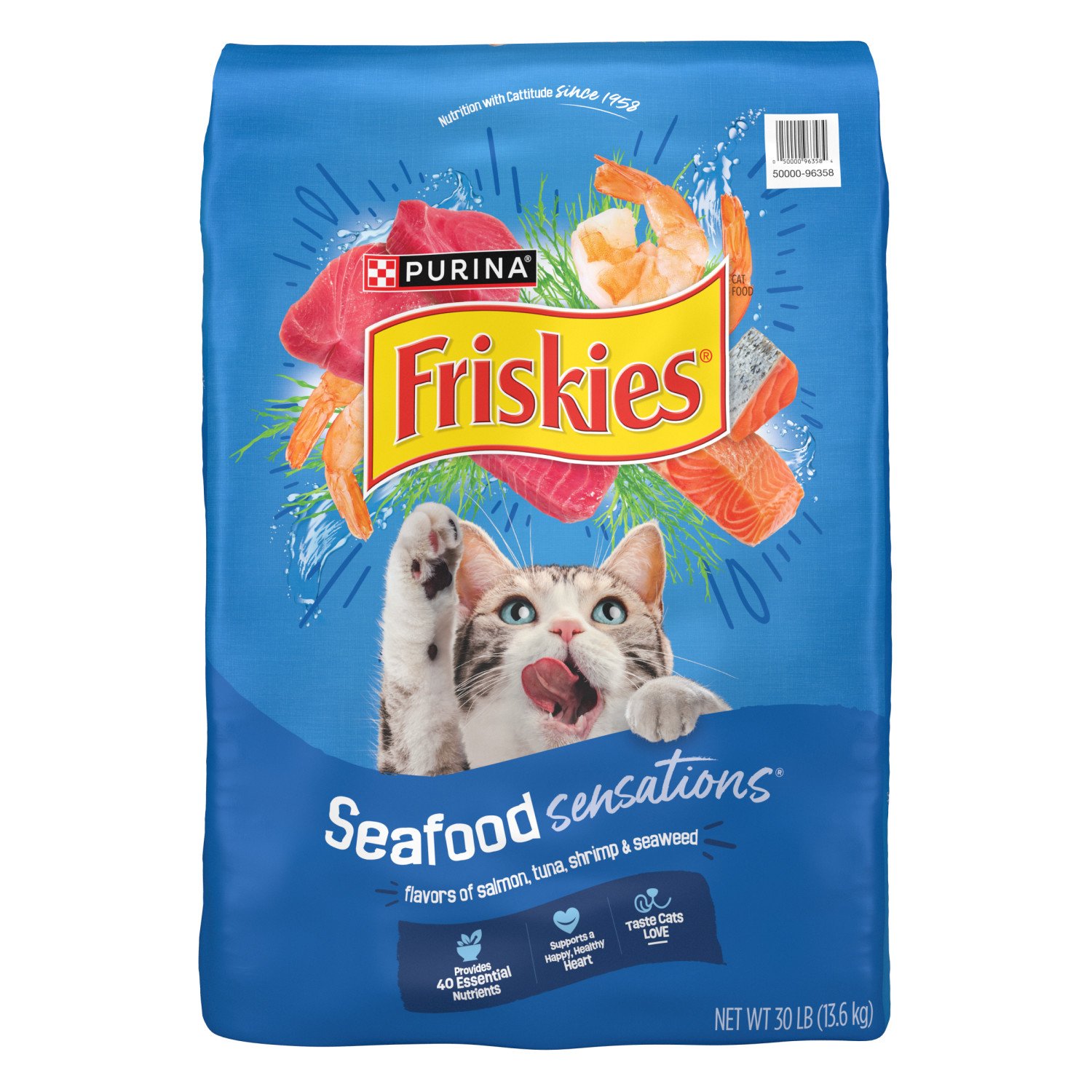 Friskies Purina Dry Cat Food Seafood Sensations - Salmon, Tuna, and ...