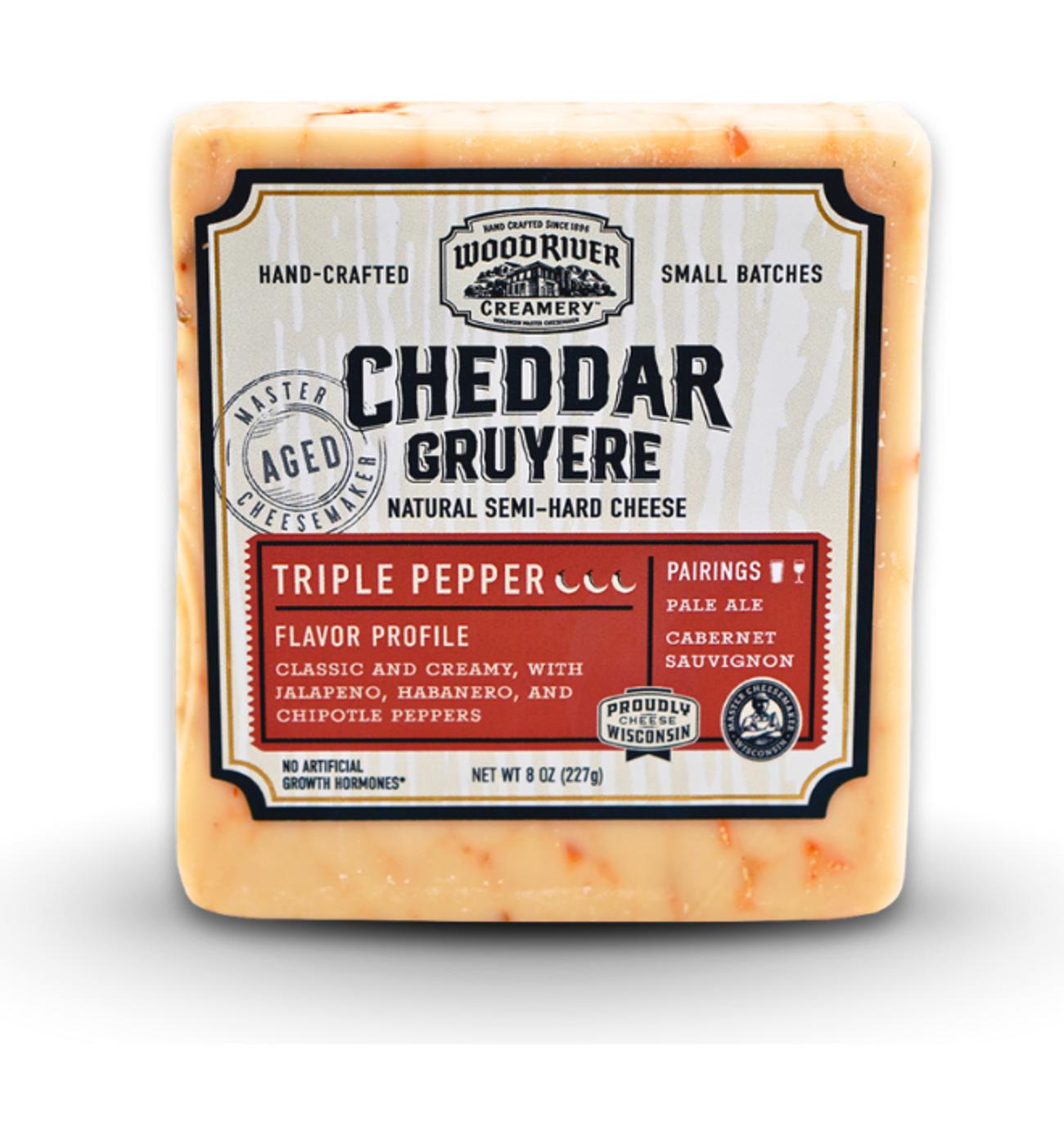 Wood River Creamery Triple Pepper Cheddar Gruyere Cheese - Shop Cheese ...