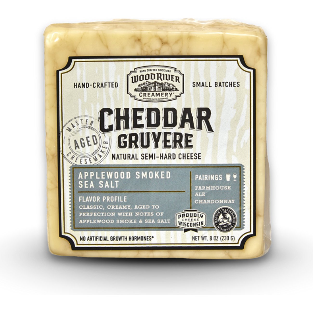 Wood River Creamery Applewood Smoked Sea Salt Cheddar Gruyere Cheese ...