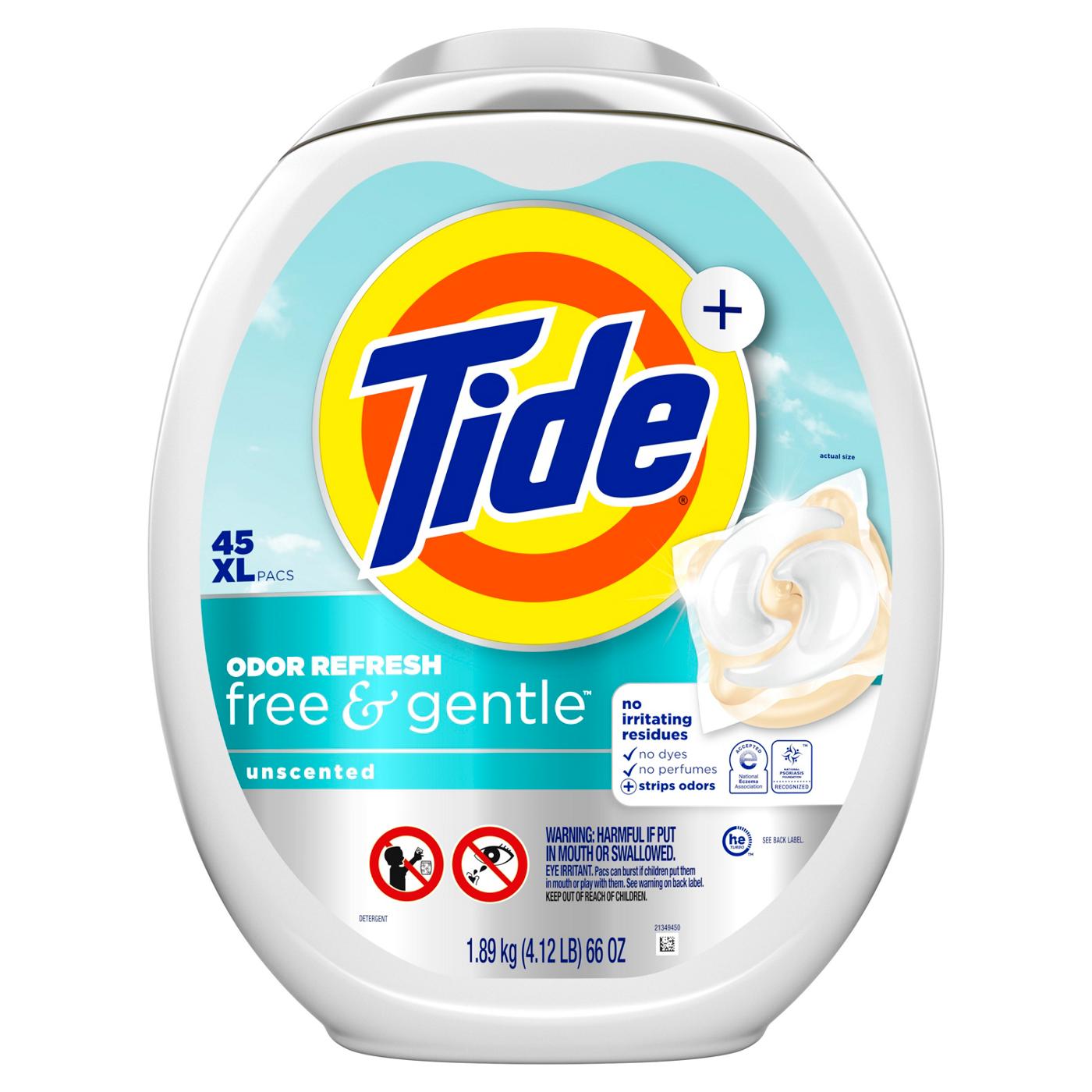 Tide PODS Free & Gentle Odor Refresh Hypoallergenic Laundry Detergent ...