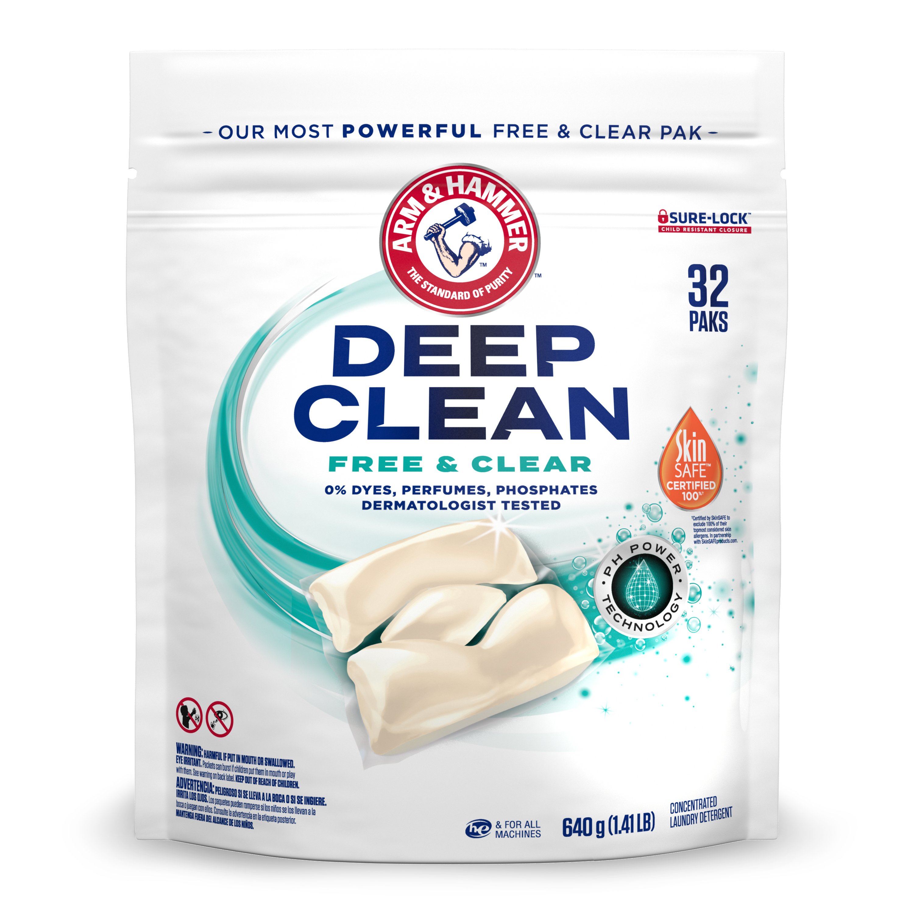 Arm & Hammer Power Paks Deep Clean Free & Clear Laundry Detergent ...
