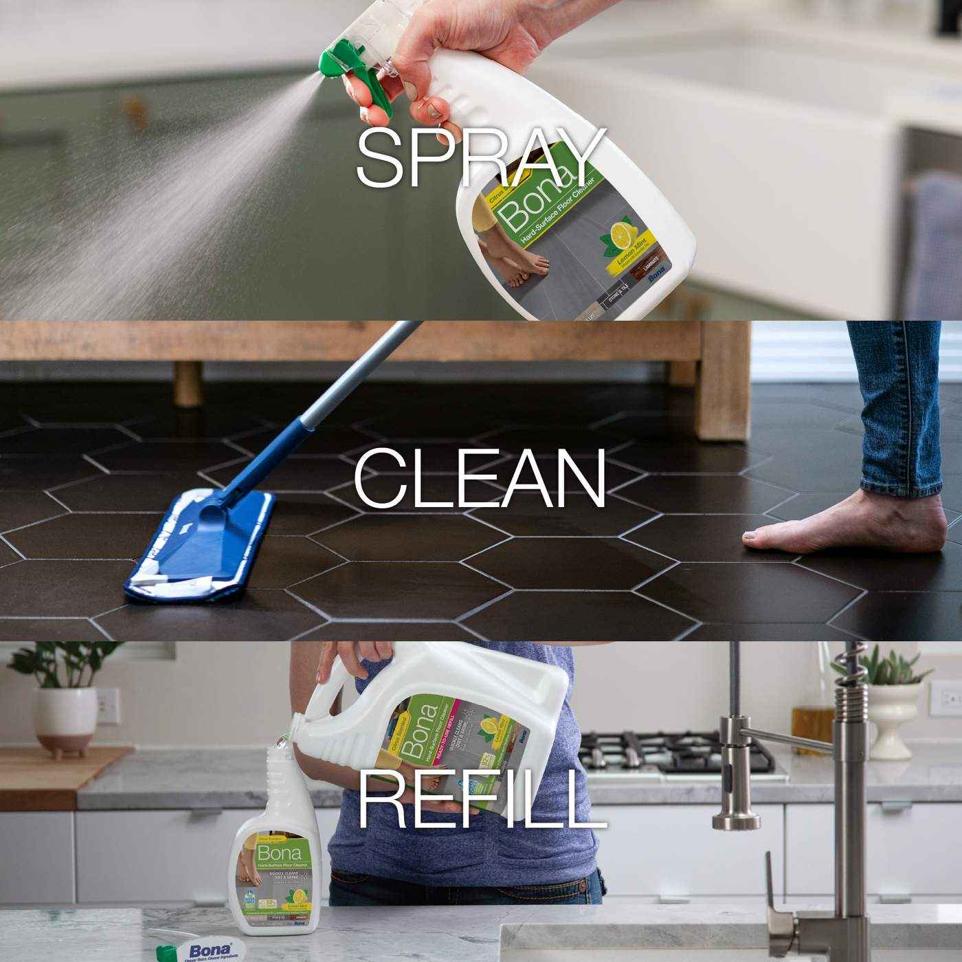 Bona Hard Surface Floor Spray Cleaner - Lemon Mint - Shop Mops at H-E-B