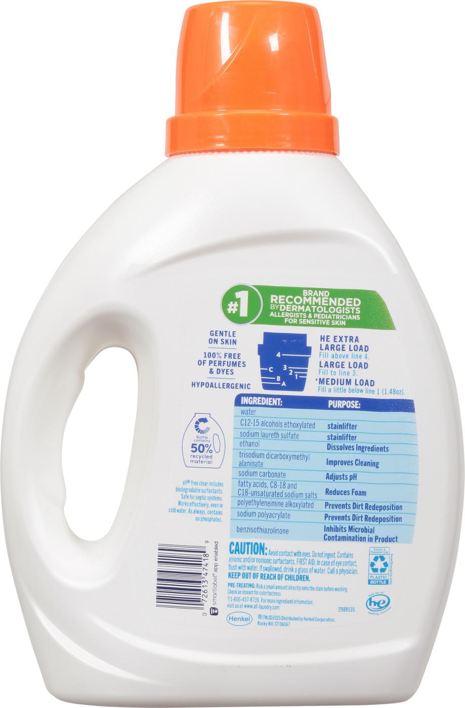 all Liquid Laundry Detergent Free Clear OXI, 49 Loads - Shop Detergent ...