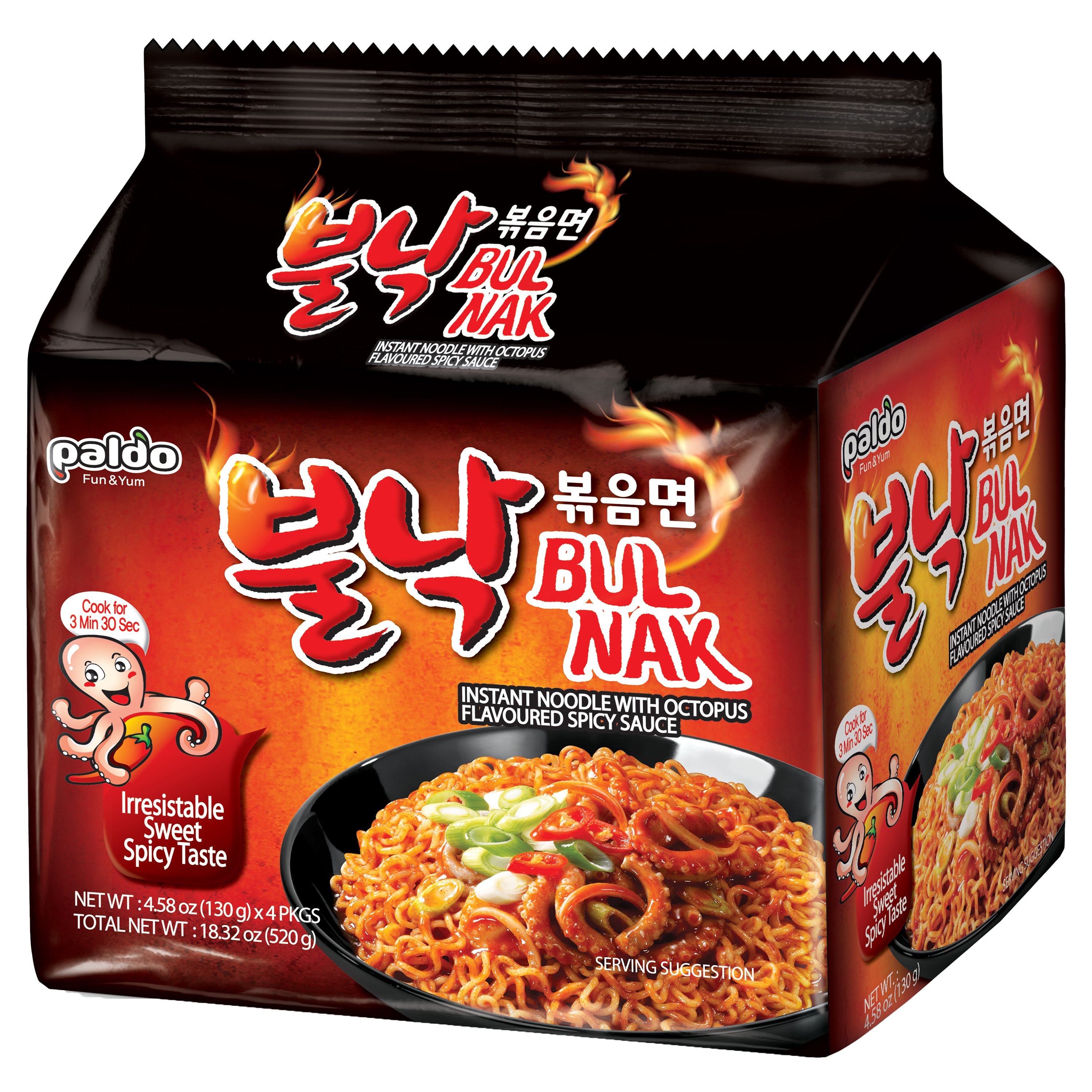 Paldo Bulnak Spicy Octopus Sauce Instant Noodles Packs - Shop Soups ...
