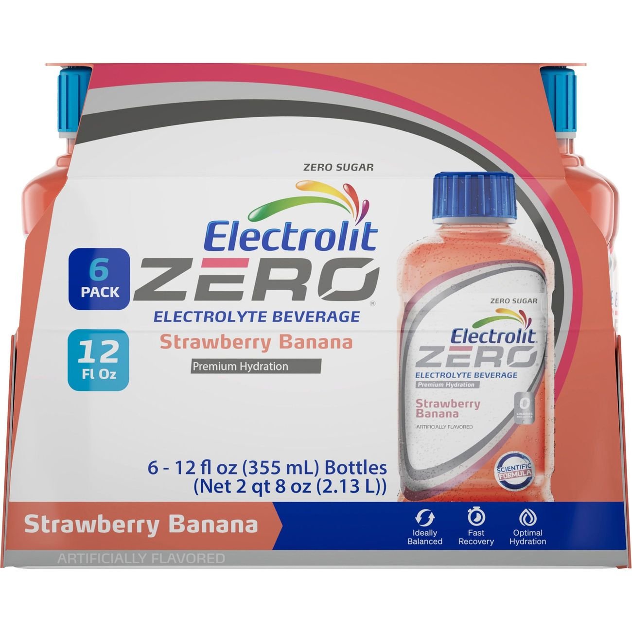 Electrolit Zero Sugar Premium Hydration Drink - Strawberry Banana, 6 pk ...